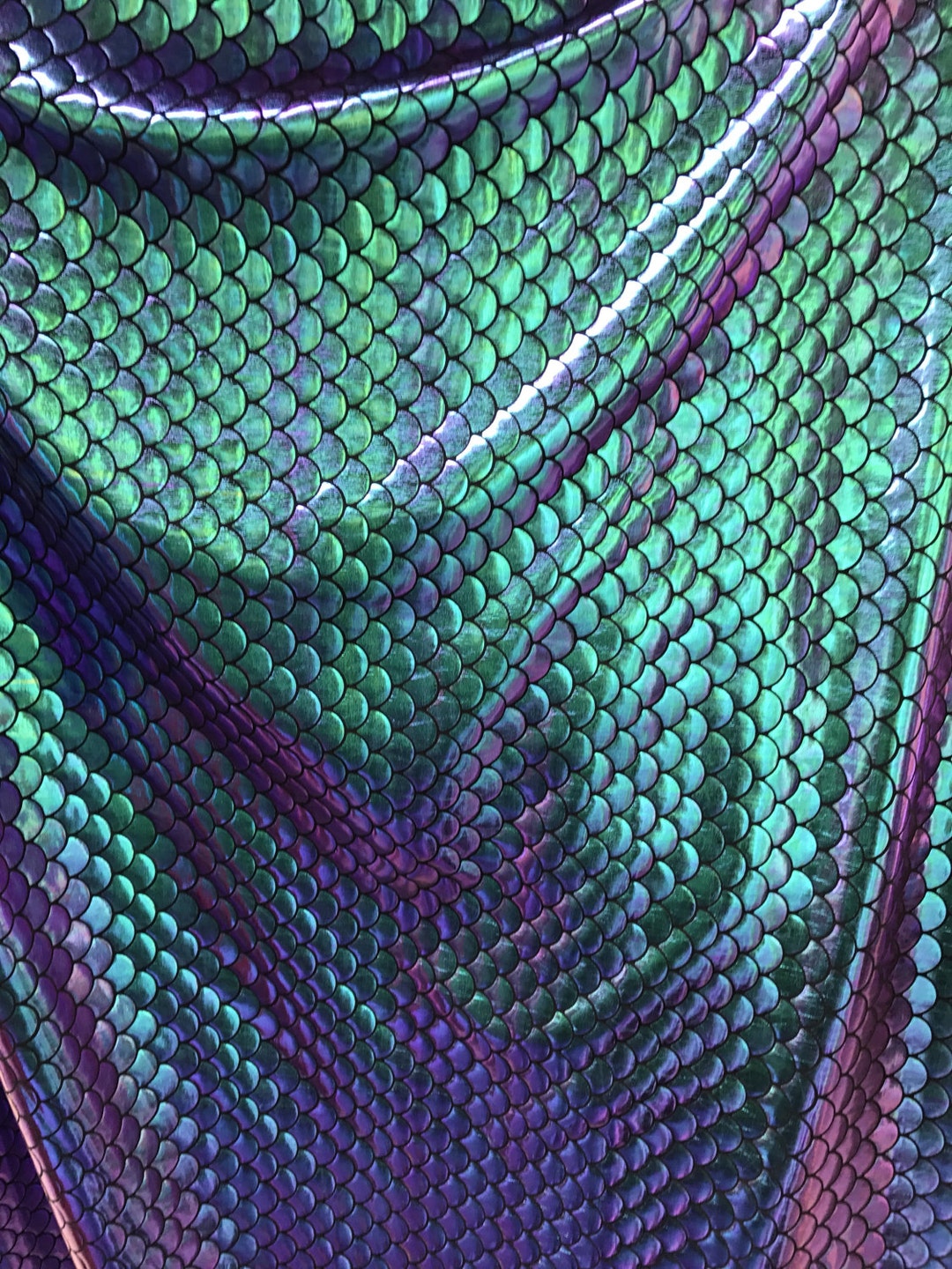 Iridescent Sirena Design 2tone Foil Medium Size 4 Way Stretch Base 58/ ...
