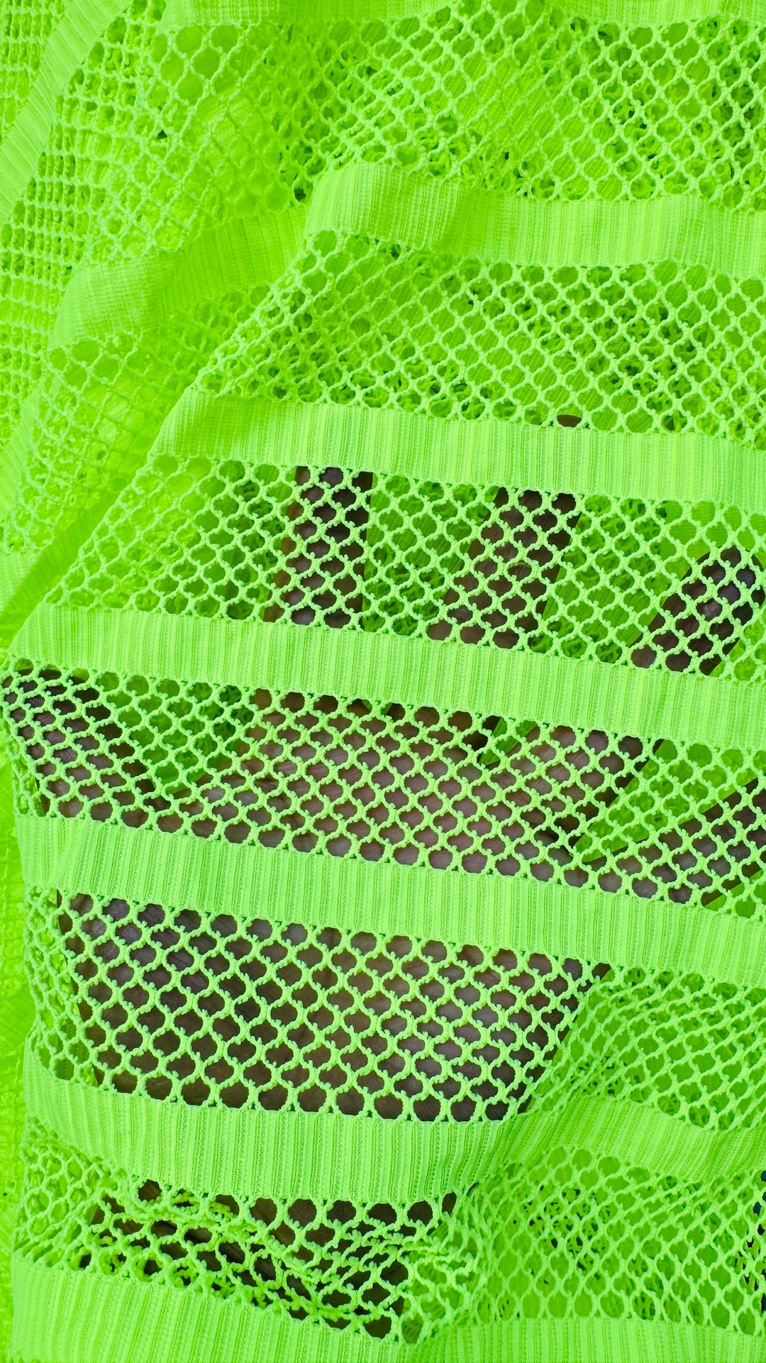 New Fishnet Neon Green With Stripe Design Nylon Spandex 2way Stretch 58 ...
