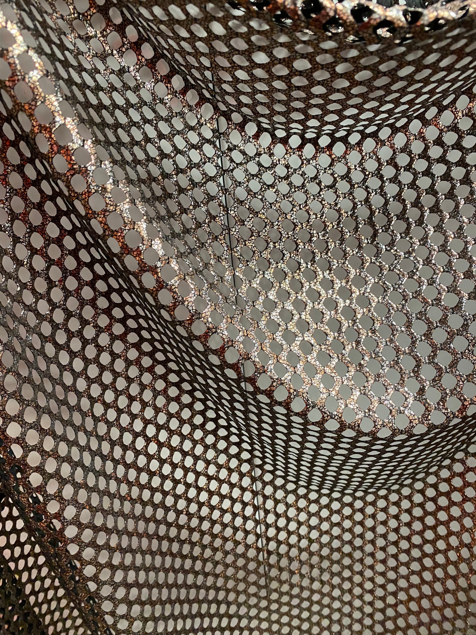 Skin Snake Design Print on Fishnet Metallic Diamond Mesh 2-way Stretch ...