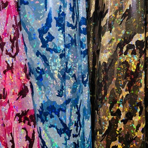 Deluxe Camouflage Design on Shattered Glass Metallic Nylon Spandex 4 ...