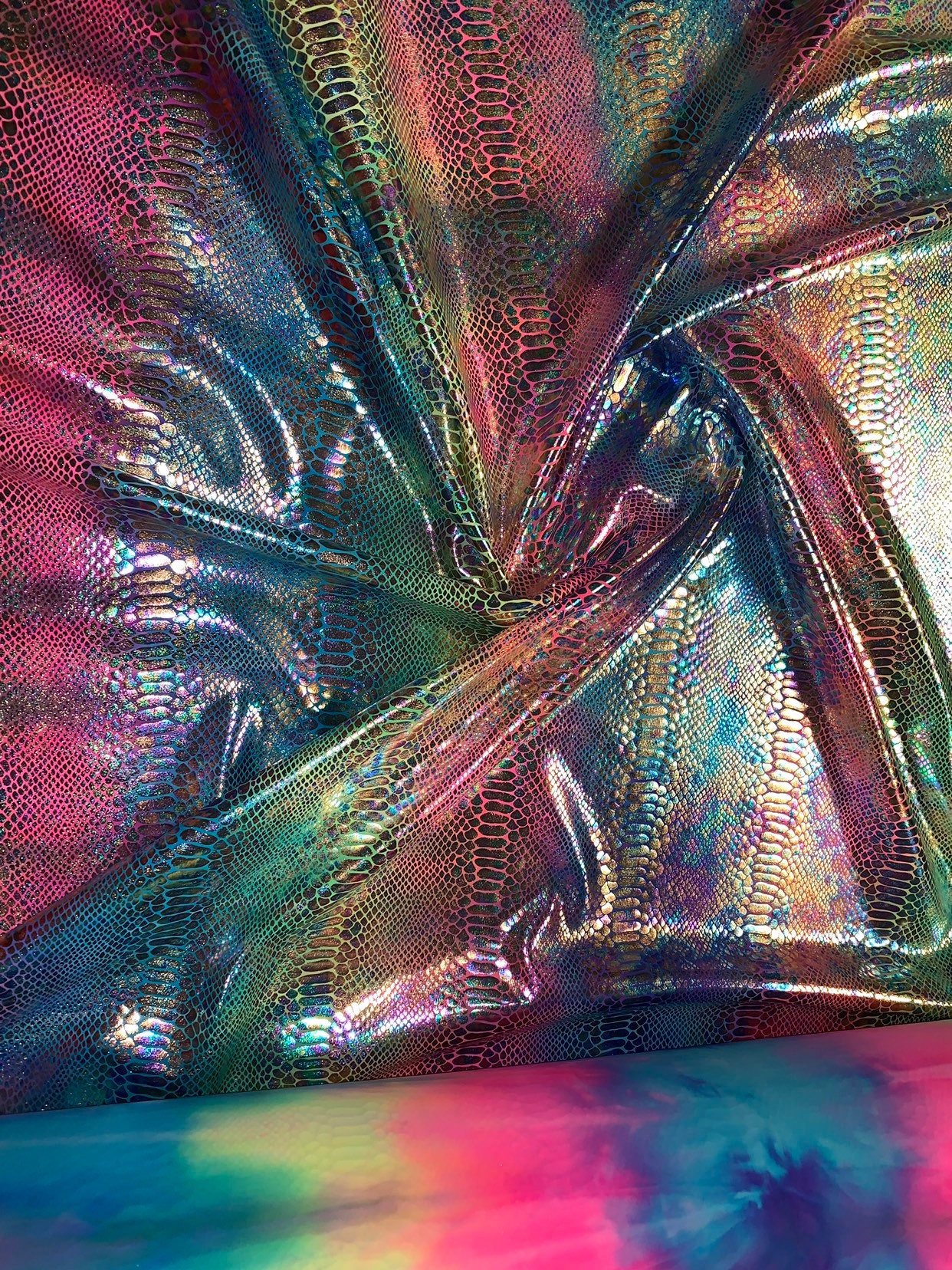 New Iridescent rainbow hologram snake design with tie dye | Etsy