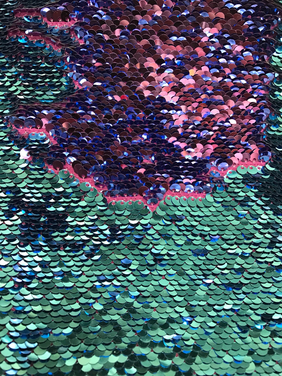 Flip up Mermaid Sequins 5mm Two Tone Reversible Sequins on Spandex Base ...