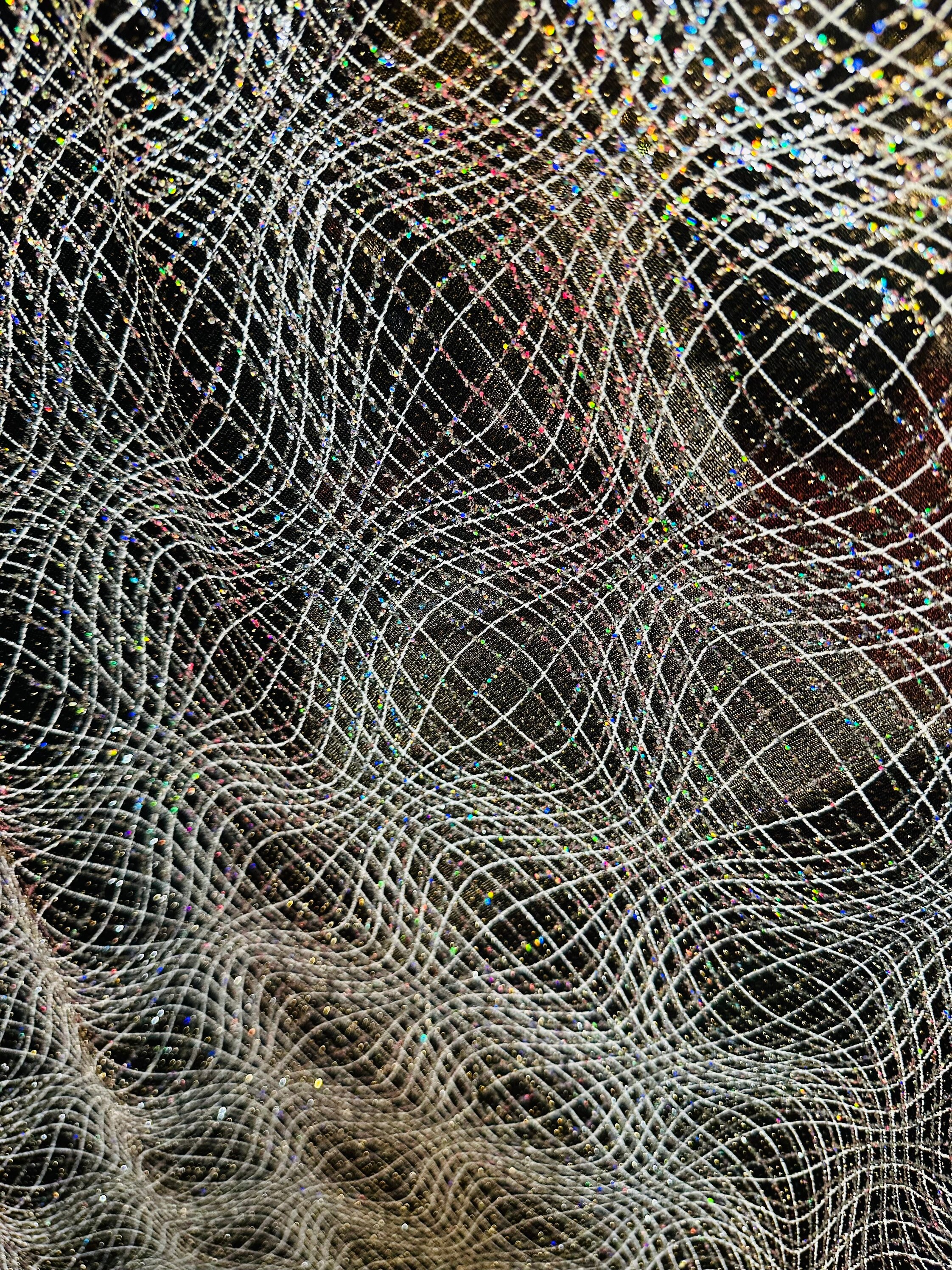New Spiderweb Design on Metallic Poly Spandex With Glitter 4-way ...