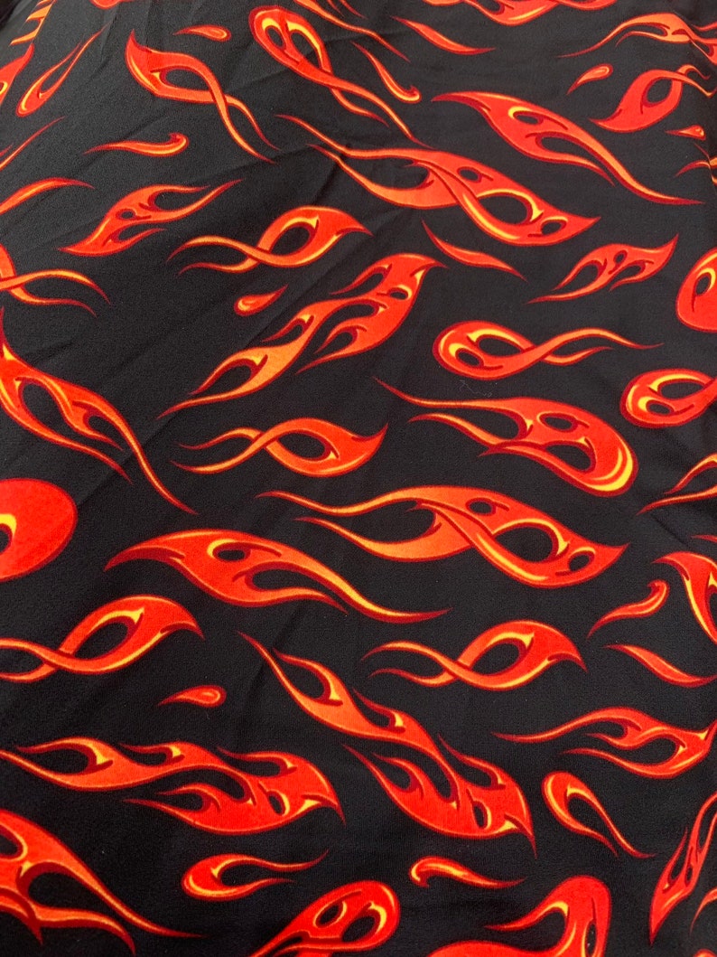 New Modern Fire Flame Design Print on Heavy Nylon Spandex 4way Stretch ...