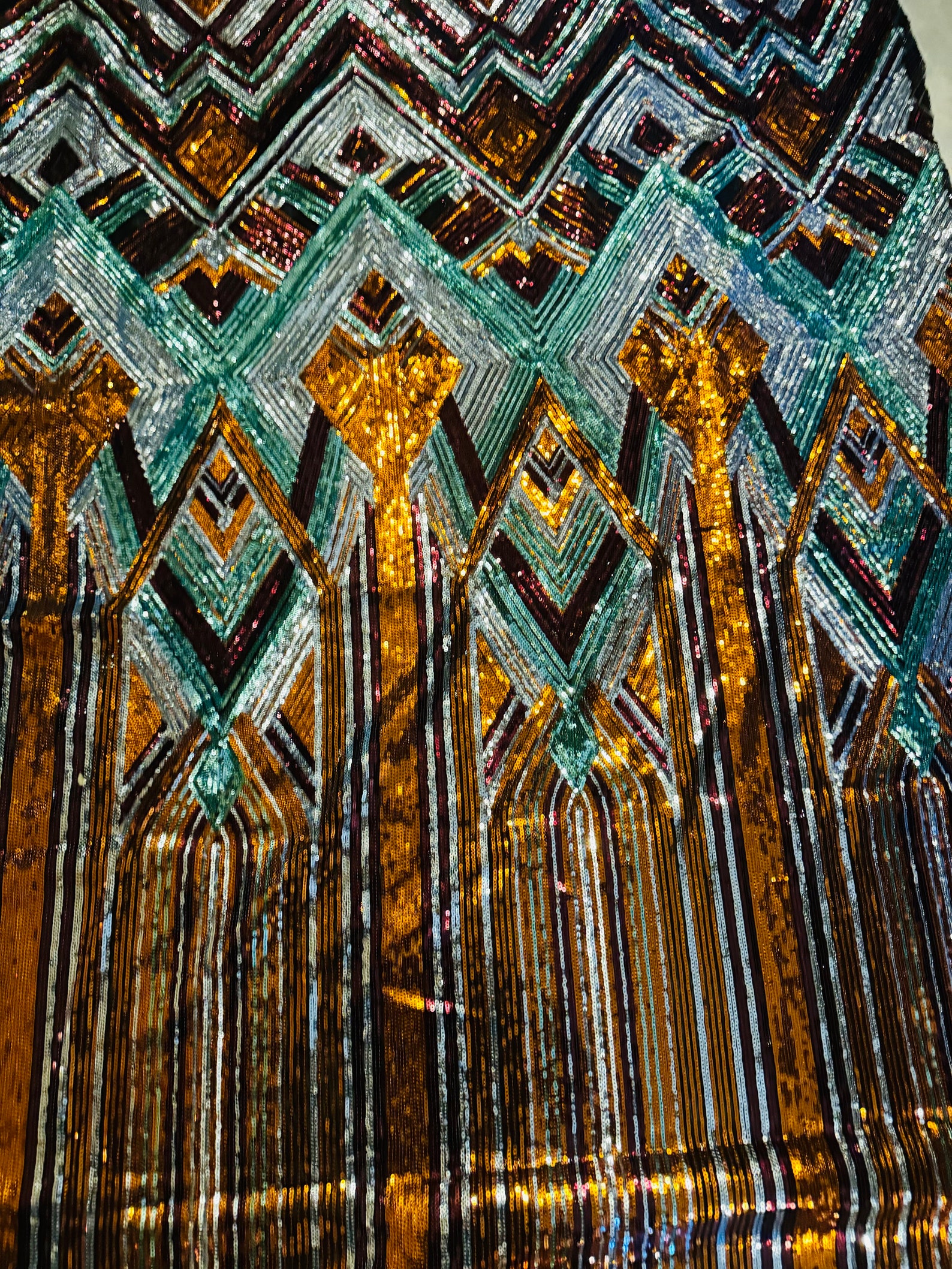 Deluxe 3D Geometric Sequins Design Embroidered on Stretch Mesh 4-way 55 ...