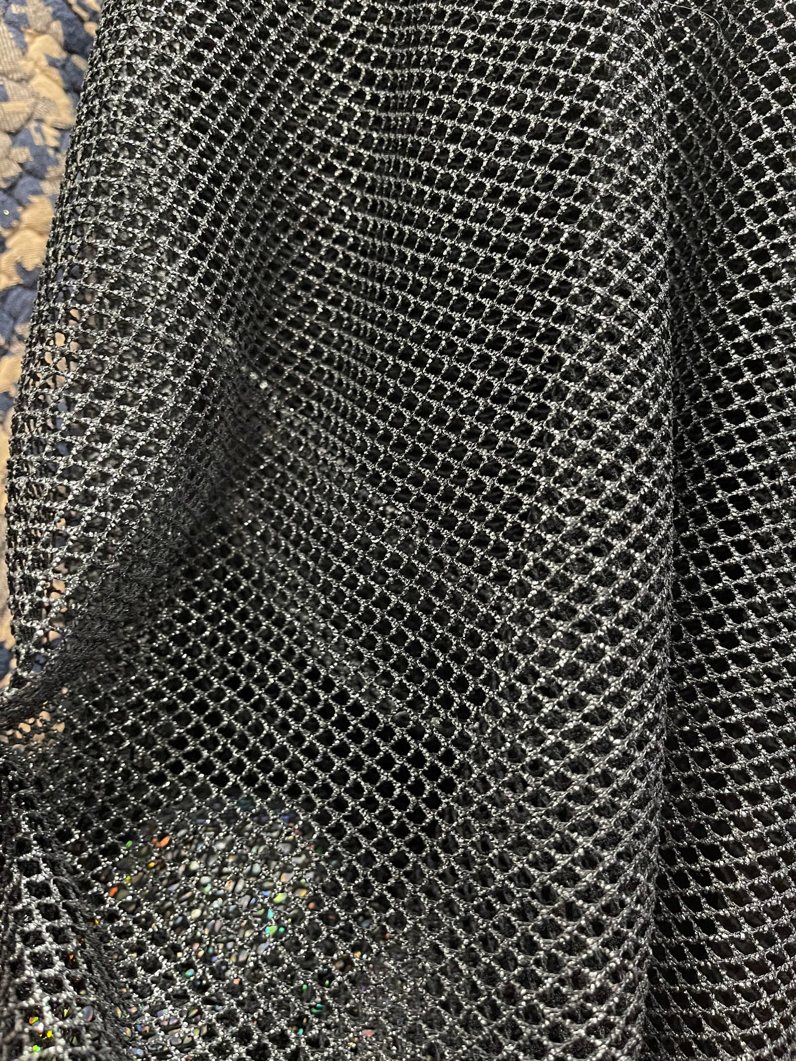 Metallic Fishnet Black/silver 2-way Stretch 58/60” Sold by the YD ...