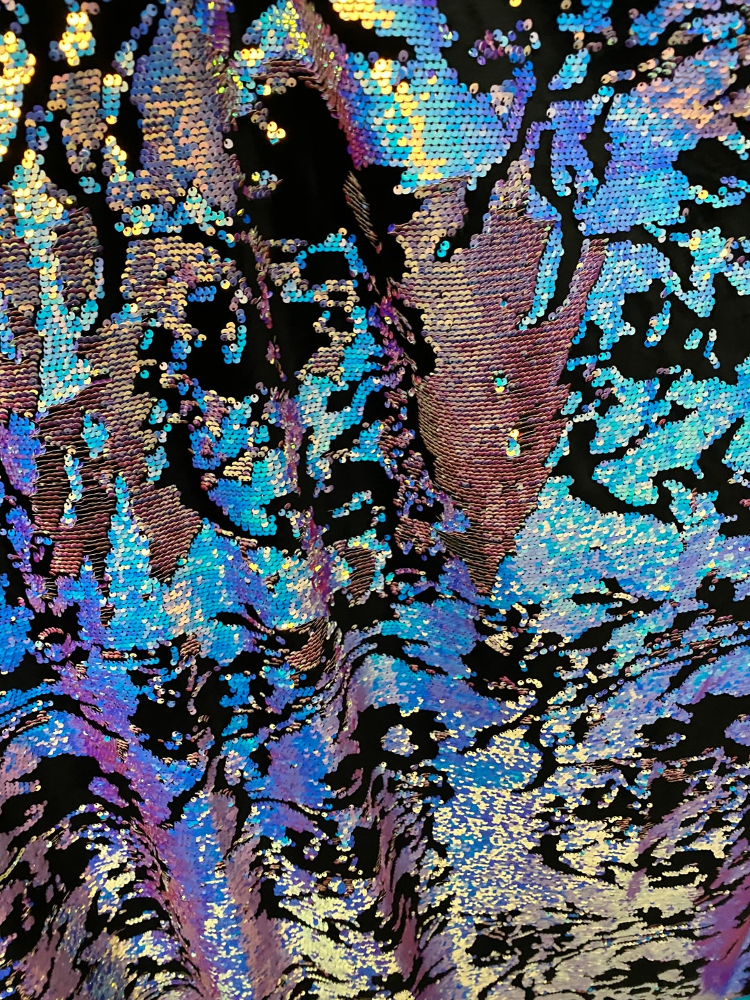 New Flashback Iridescent Sequins Black/pink Flip up Sequins on Stretch ...