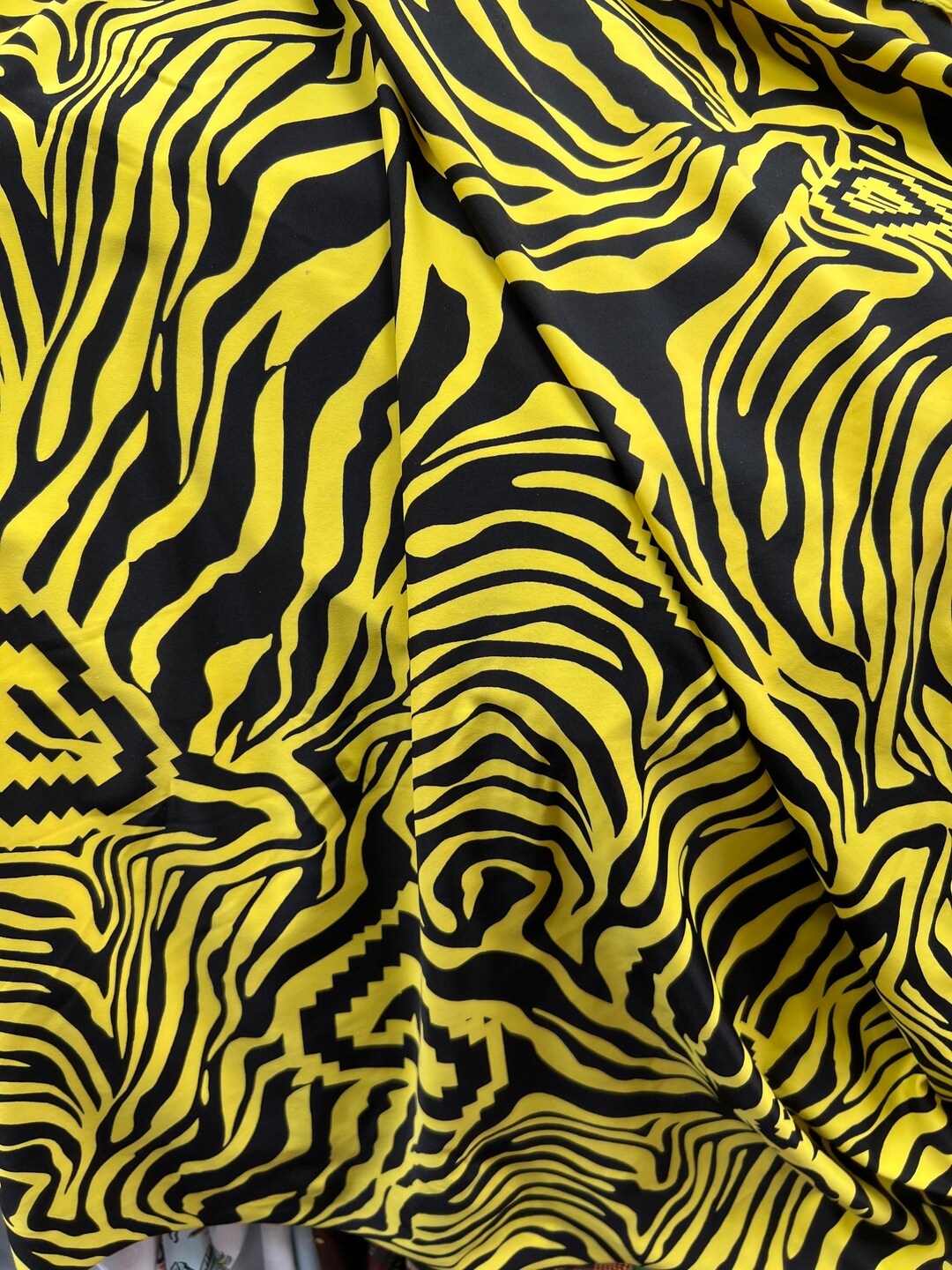 Exotic Zebra Design Black/yellow Print on Nylon Spandex 4way Stretch 58 ...
