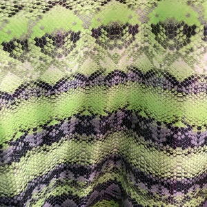 New Neon Green Snake Print on Poly 4 Way Stretch Spandex Fabric 58/60 ...