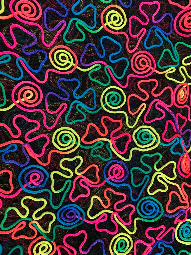 New Stretch Mesh Swirl Design Rainbow Color 2way Stretch 55/57" Sold by ...