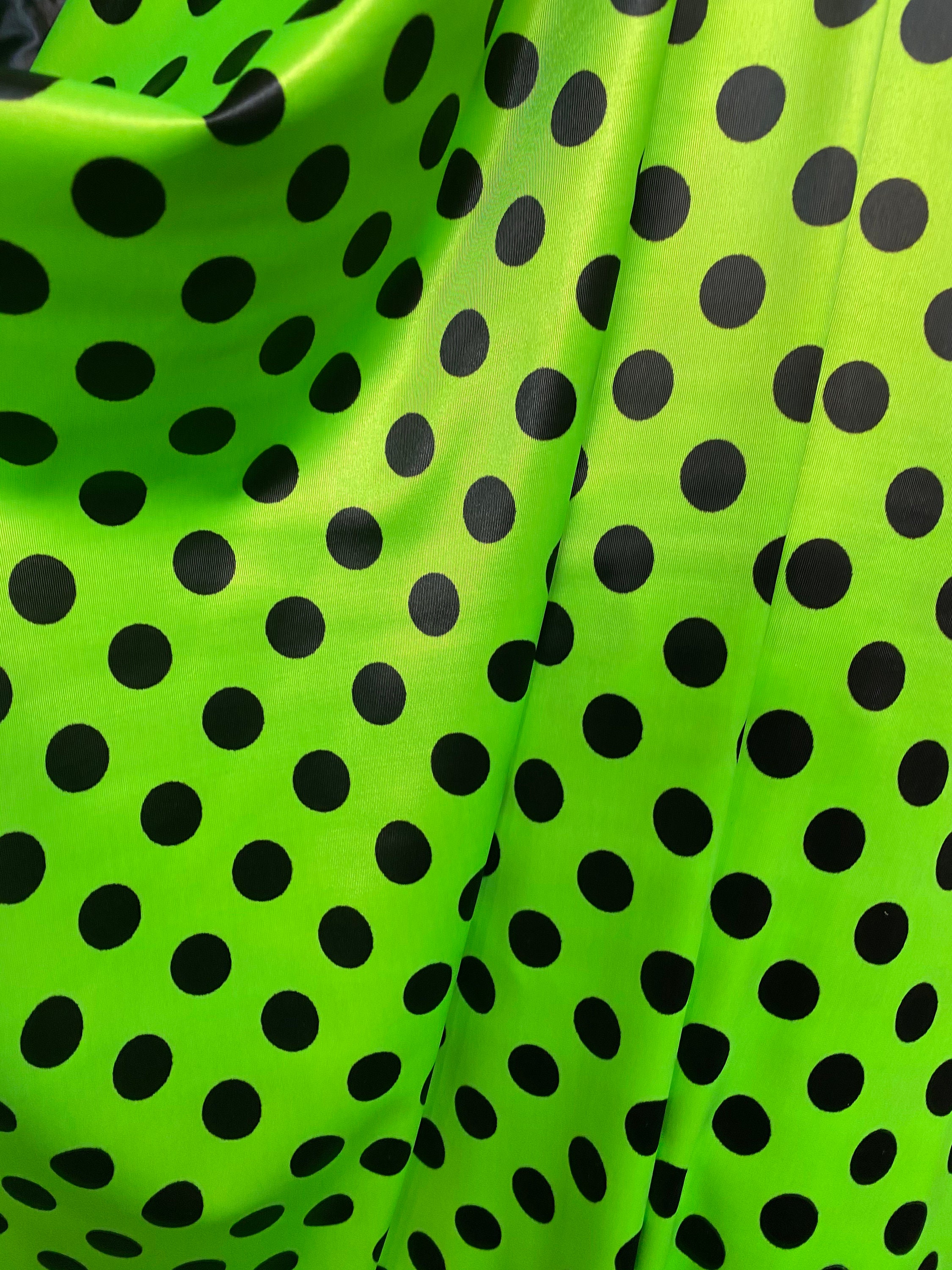 New polka dots design neon lime green with black dots nylon | Etsy