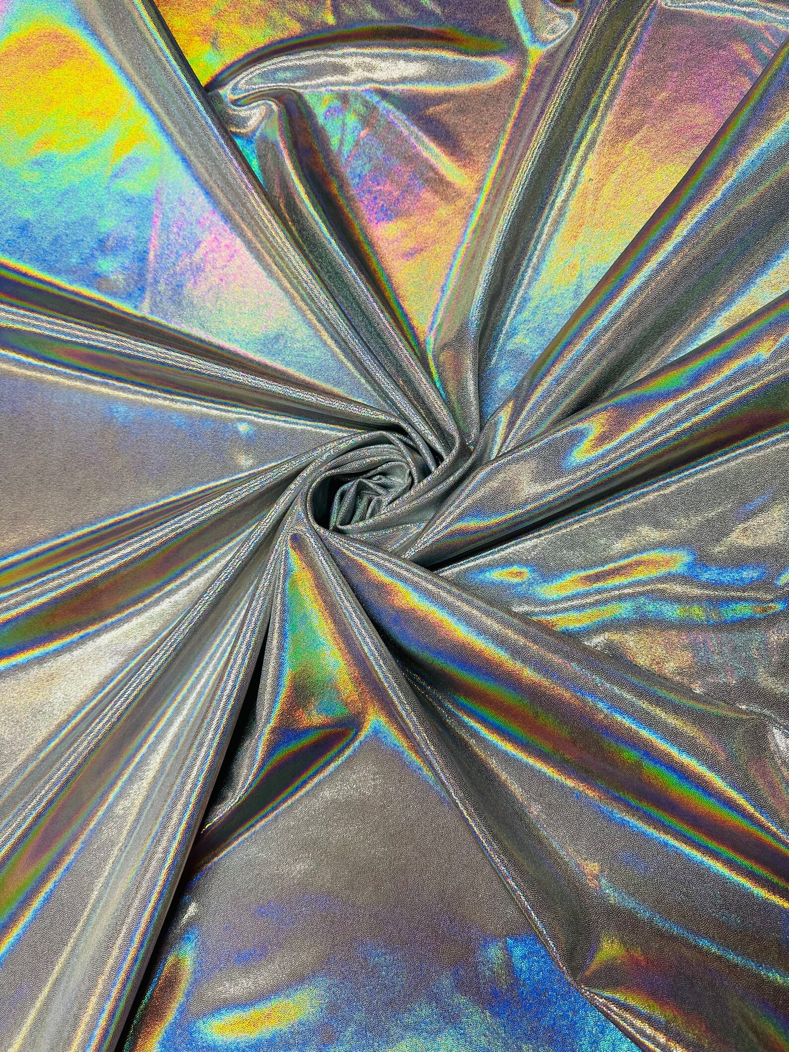 Oil Slick Design Iridescent White Silver Foggy Foil Hologram Metallic ...