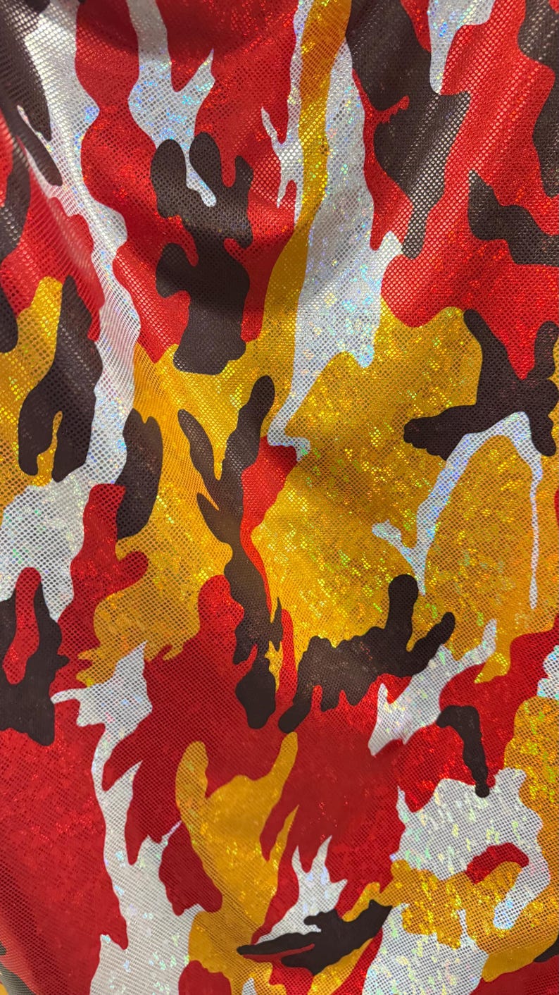 NEW Camouflage Design Red/gold/black on Shattered Glass Metallic Nylon ...