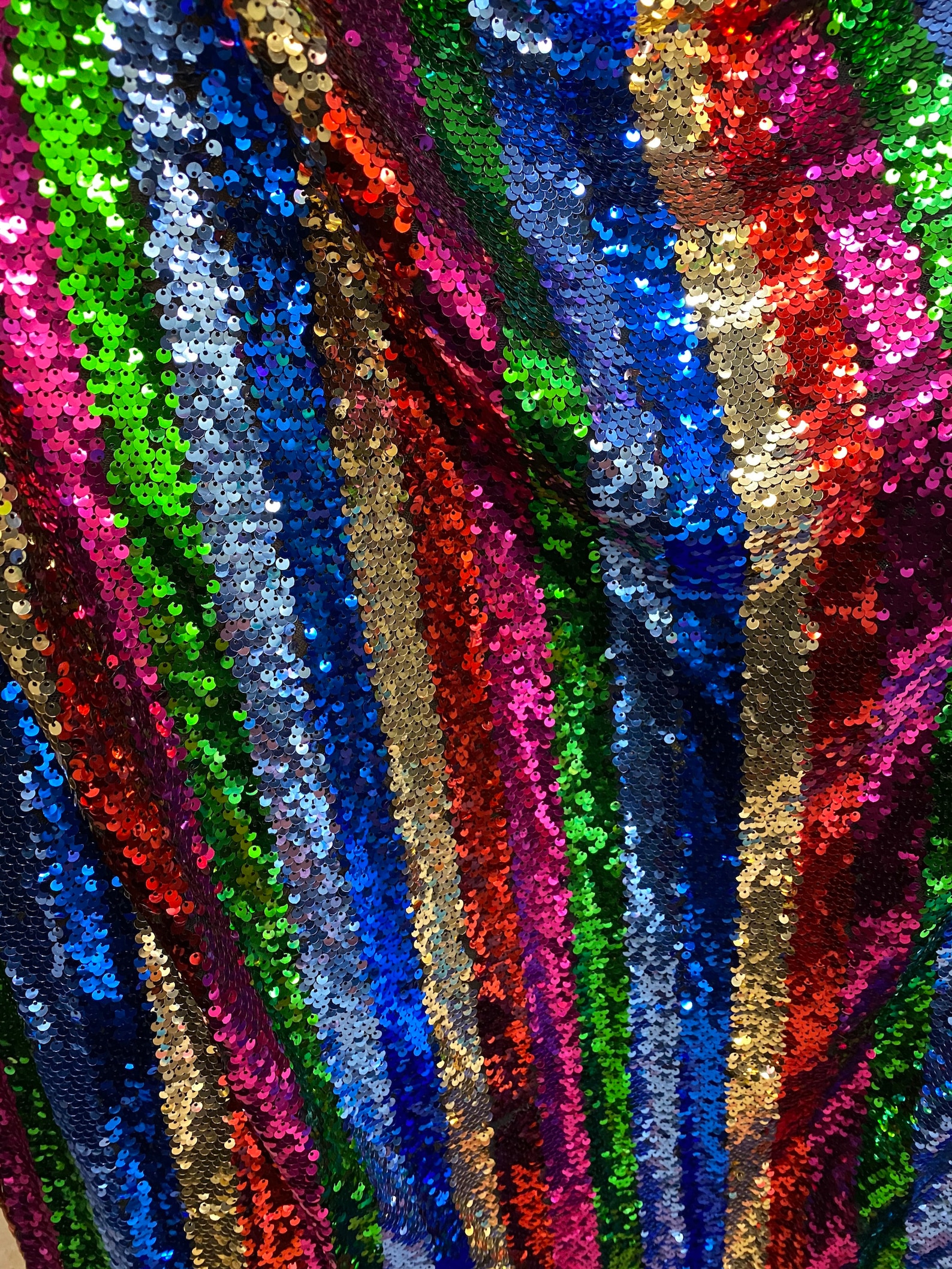 New stripe design rainbow sequins multicolor on stretch mesh | Etsy