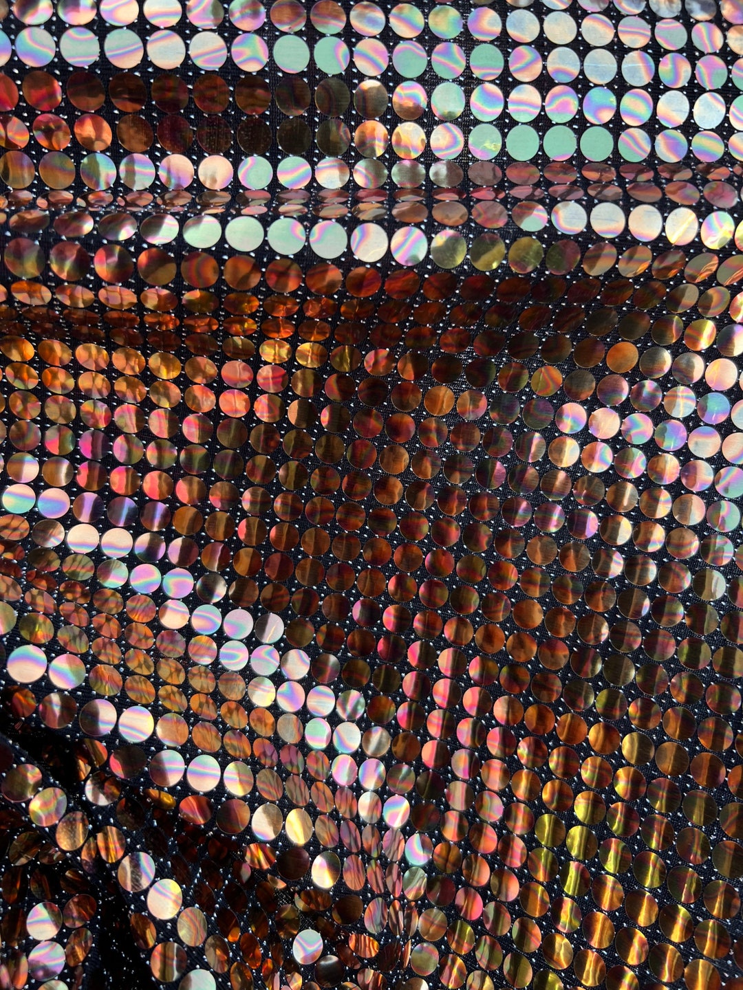 New Iridescent Disco Sequins Design on Metallic Poly Spandex 2-way ...