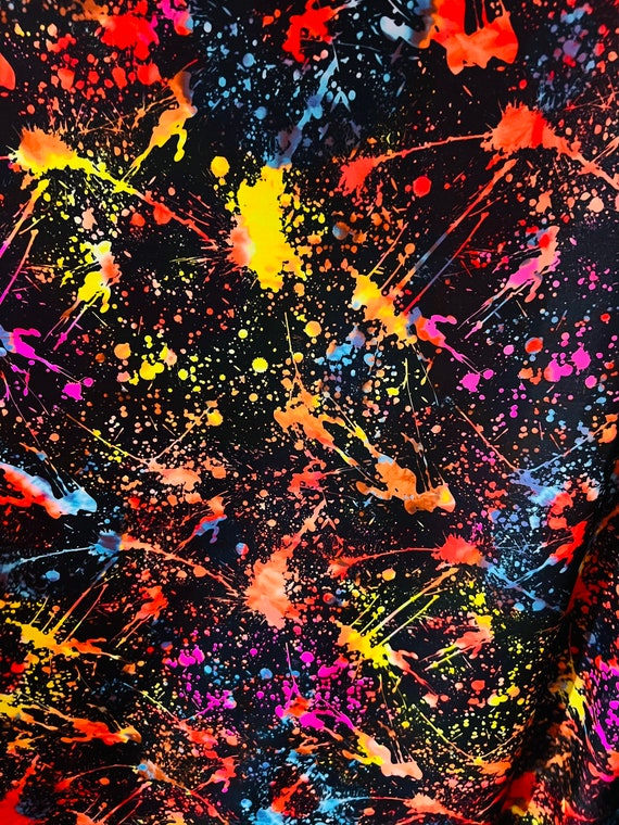 New Splatter Paint Design Black/multicolor Print on Nylon - Etsy