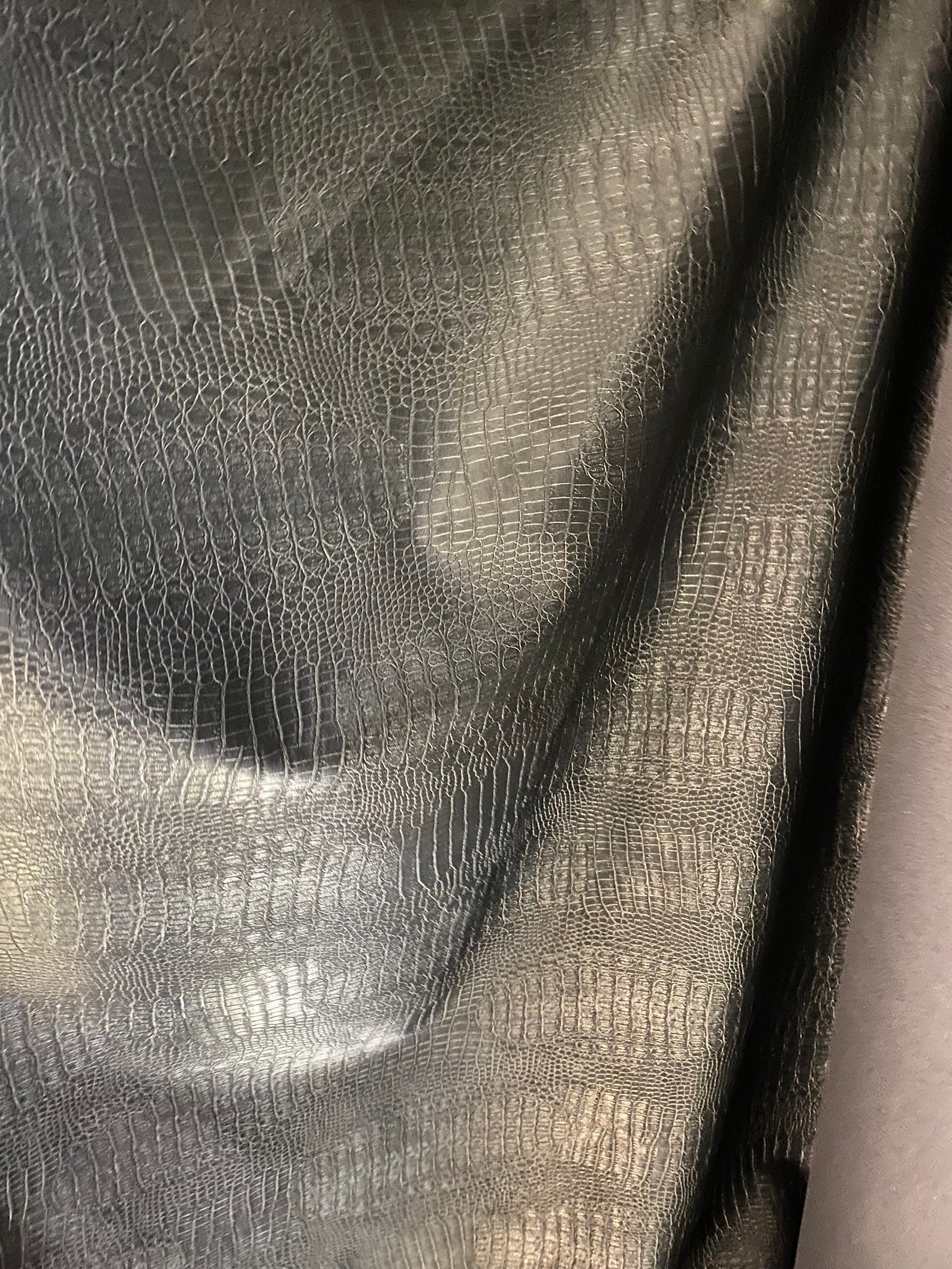 New Exotic Crocodile Design Black Color Poly Woven Non Stretch Fabric ...