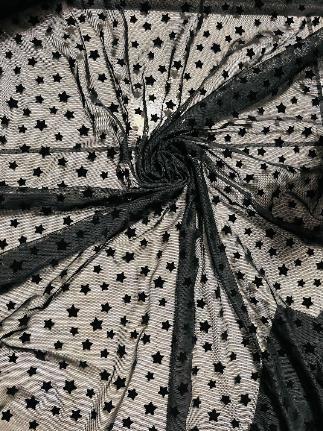 New Stars Design Flocking Stars on Stretch Power Mesh 4-way 58/60” Sold ...