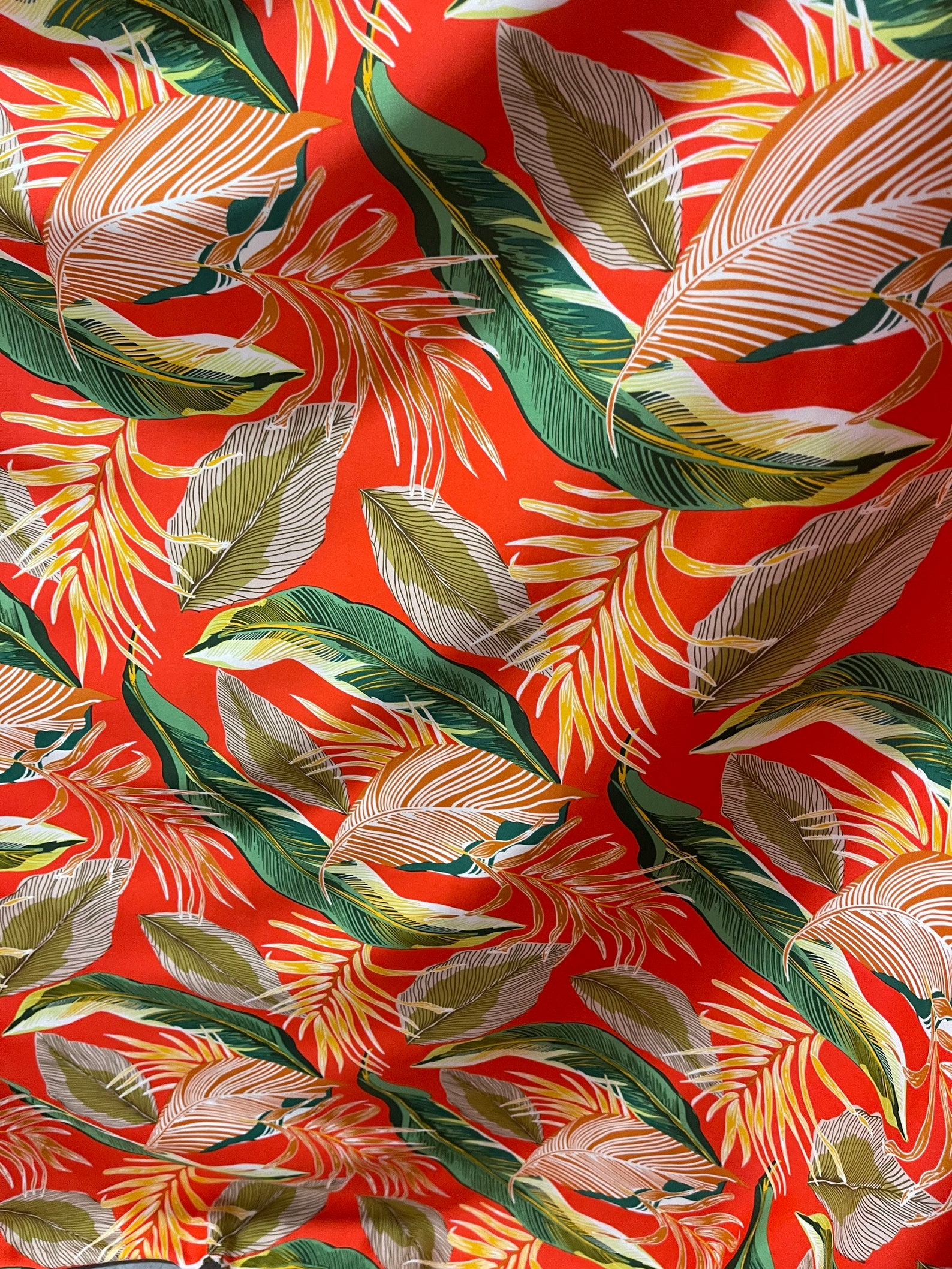 Tropical Leaf Design Print on Super Techno 2-way Stretch 58/60” Sold by ...