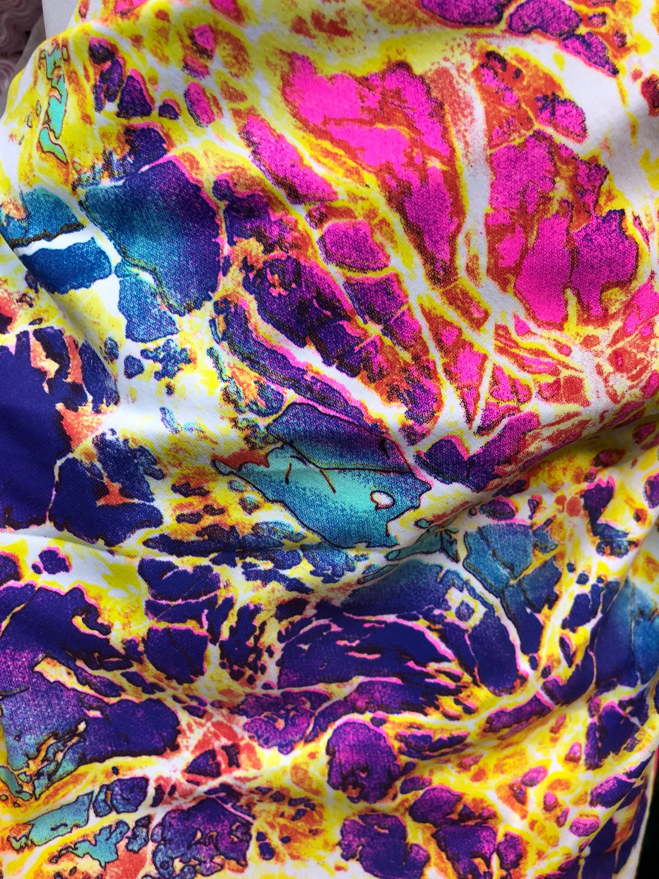 New UV Light Reflective Fabric Abstract Design on Heavy Nylon Spandex ...