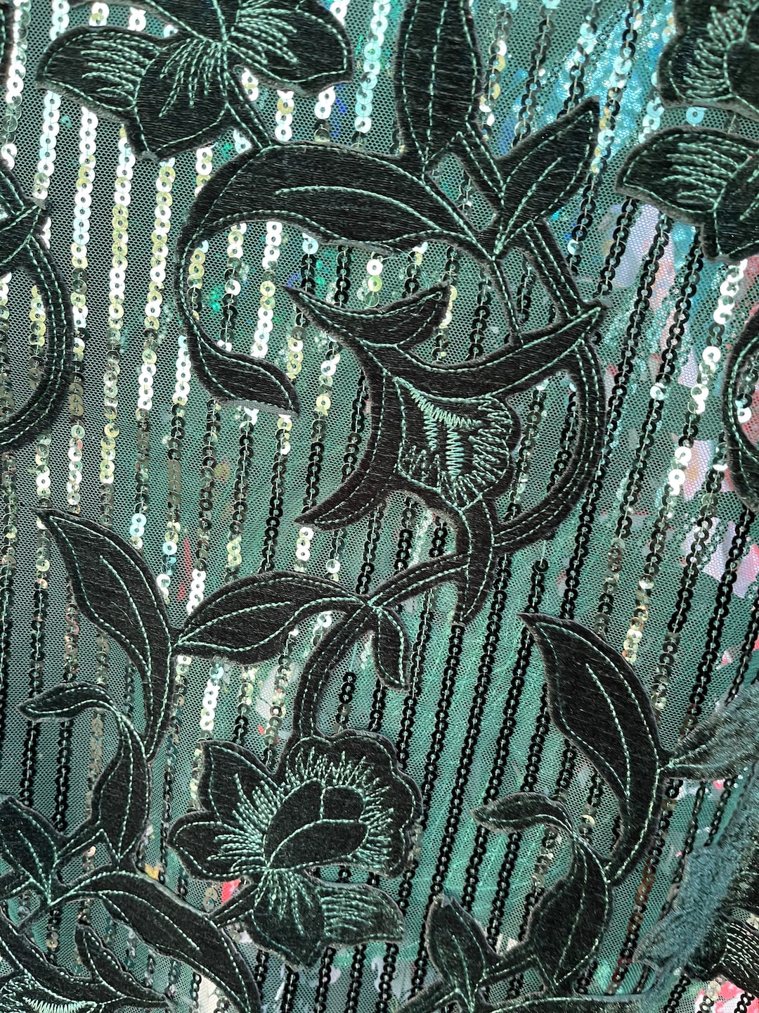 New Isabella Flower Design Embroidered on Stretch Mesh 2-way Stretch 55 ...