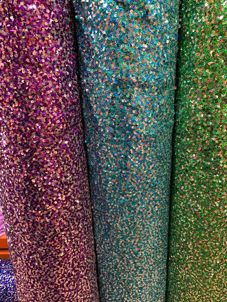 New Hologram Iridescent Sequins Rain Drop Sequins on Stretch Mesh 4way ...