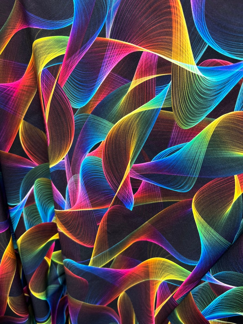 New Abstract Design Black/multicolor Print on Great Quality of Nylon ...