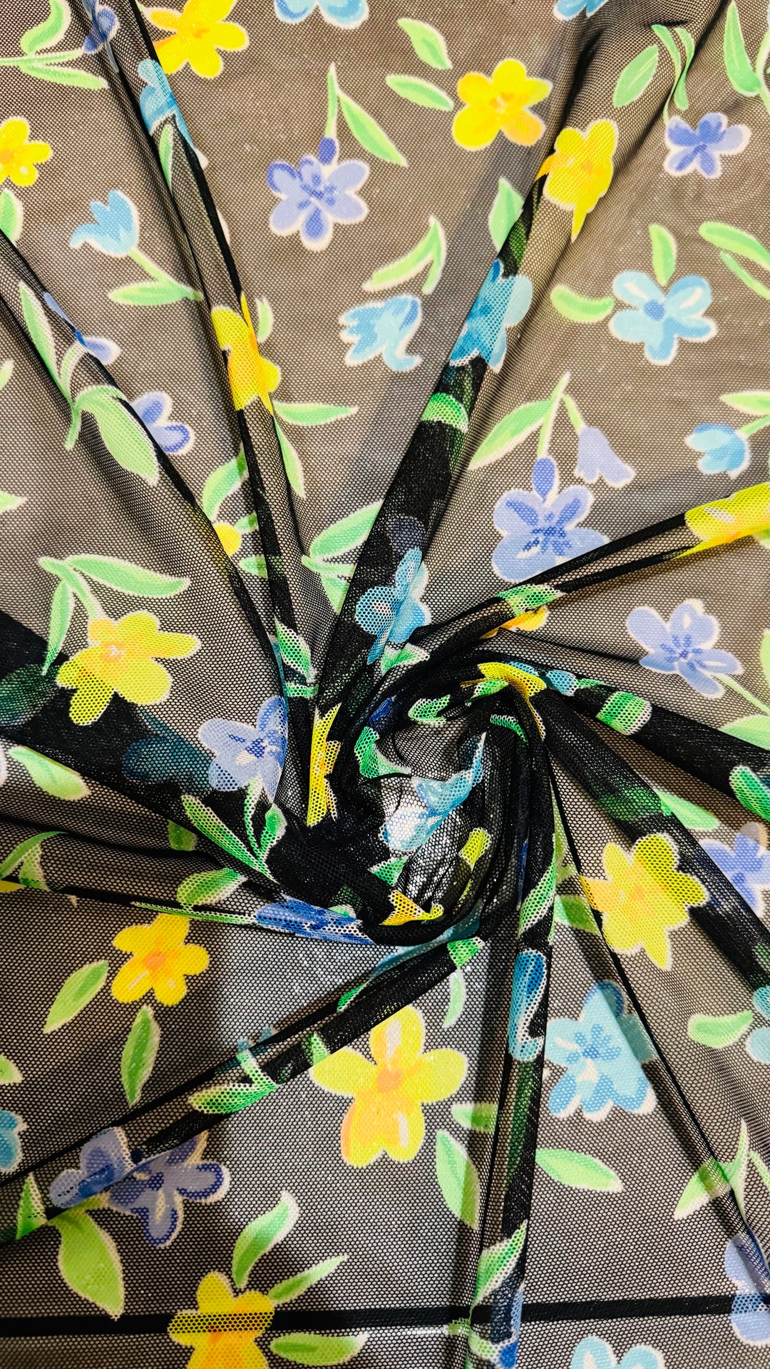 New Flower Design Print on Brazilian Power Mesh 4-way Stretch Nylon ...