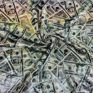 New Money Design Multi Dollars Design Hologram Metallic Tie Dye Nylon ...