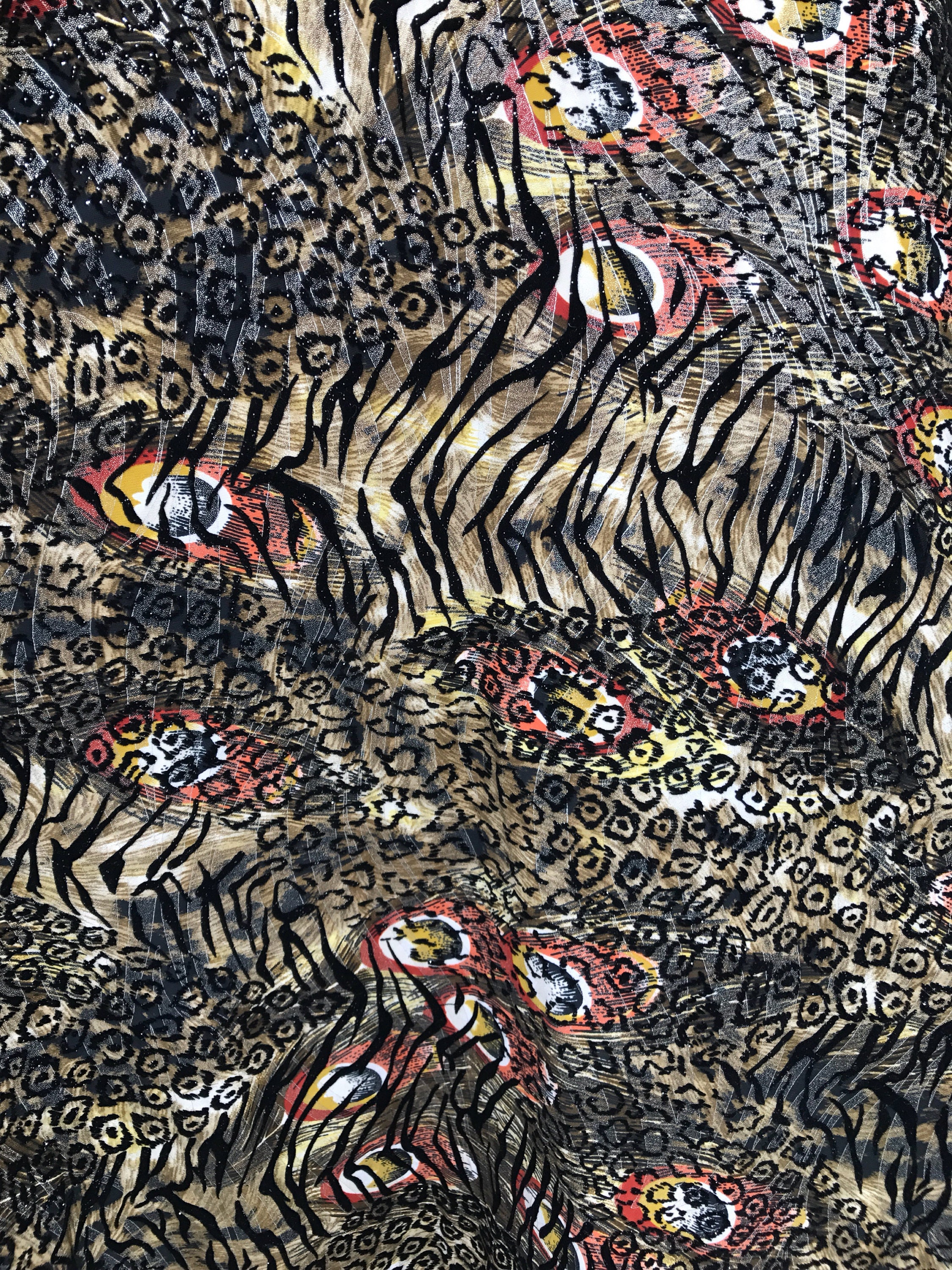 New Nylon Spandex Animal Print Design With Black Flocking 2way Stretch ...