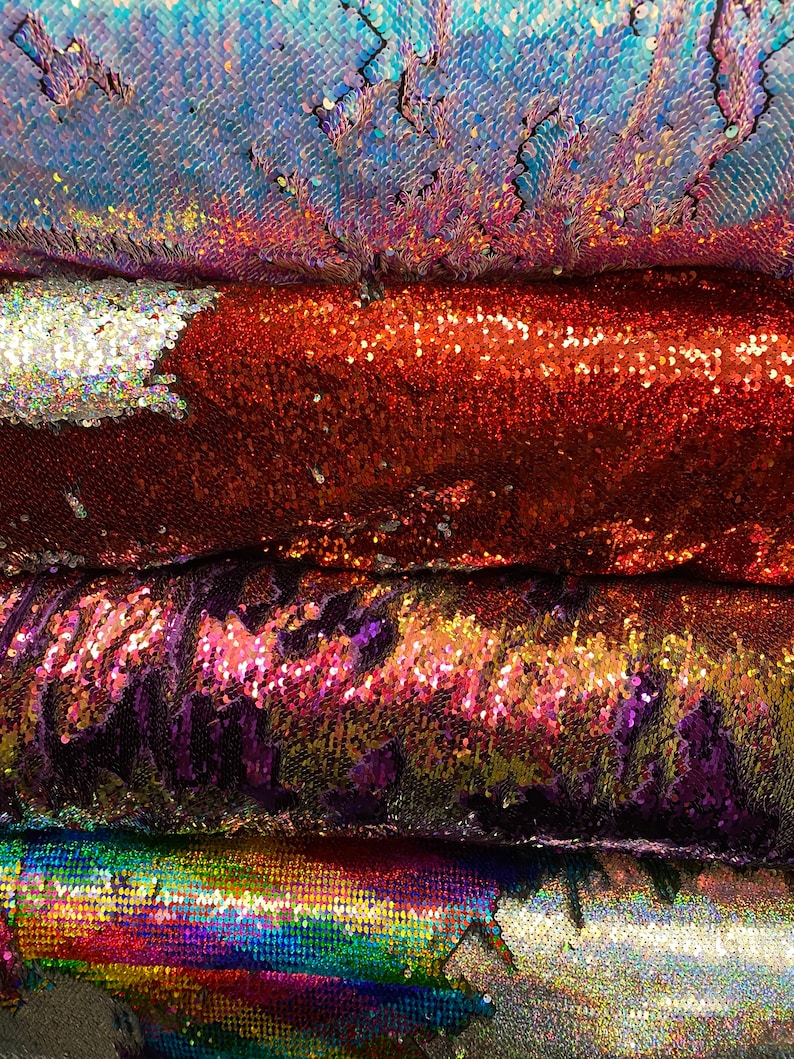 New Luxury Iridescent Mermaid Sequins on Spandex Base 2-tone Sequins 2 ...