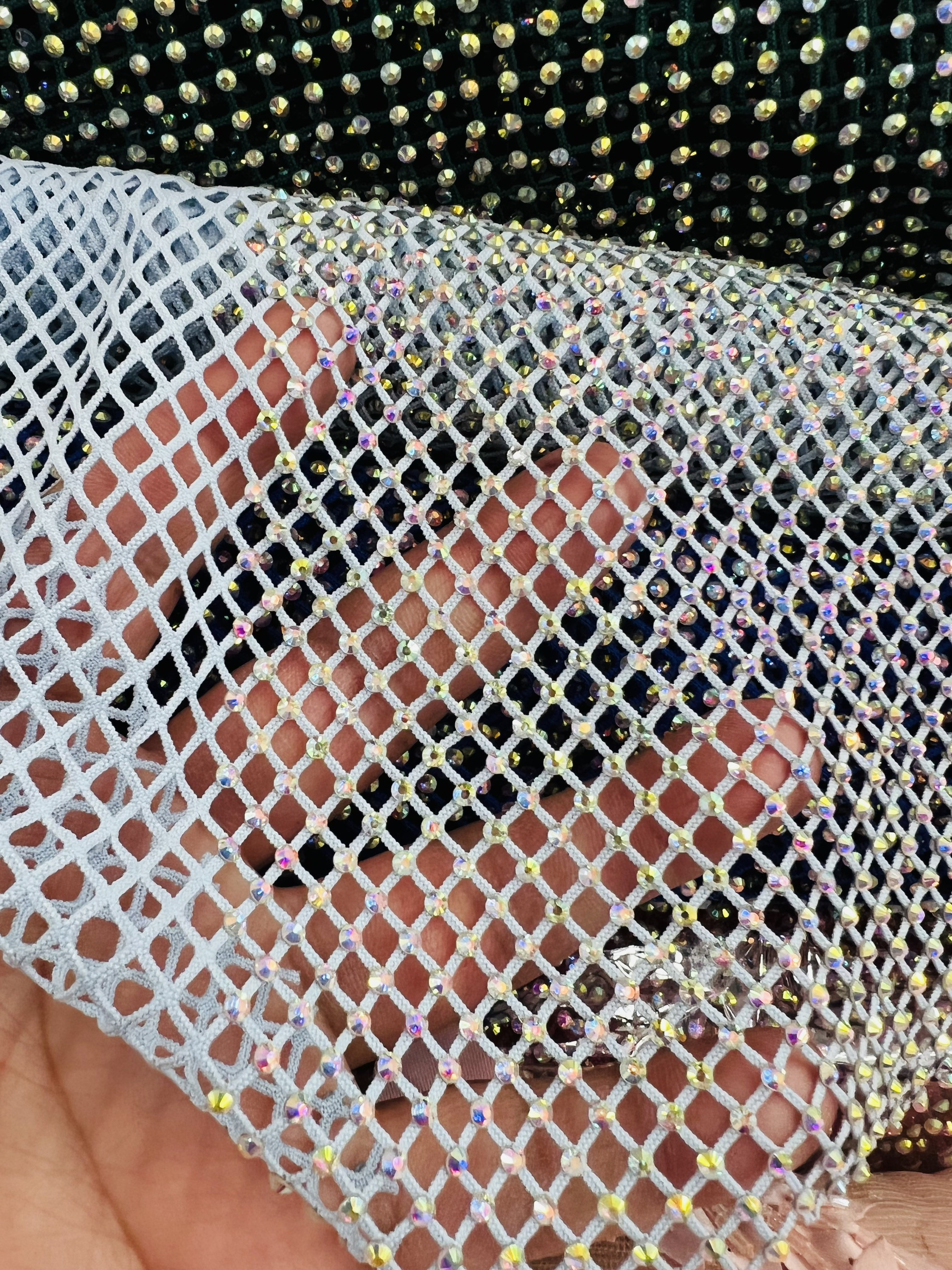 New Luxury Rhinestone Stretch Mesh Fabric All Over 4-way - Etsy