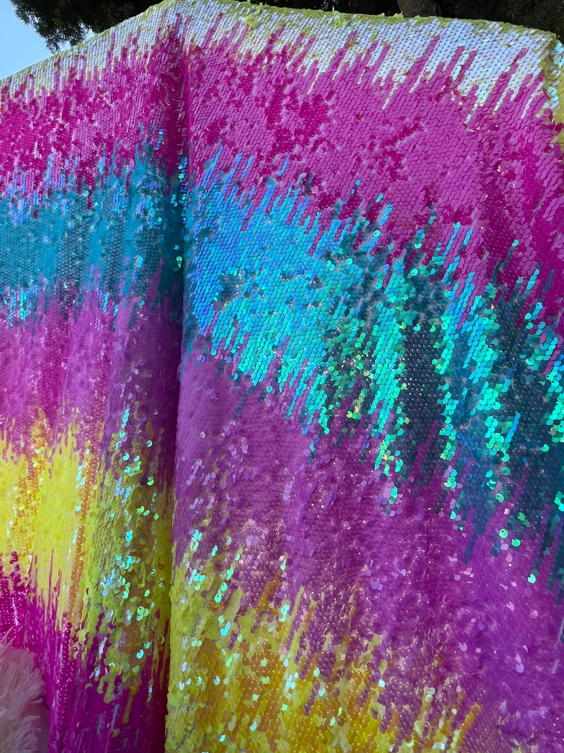 Rainbow Sequins Luxury Sequins Embroidered on Stretch Mesh - Etsy