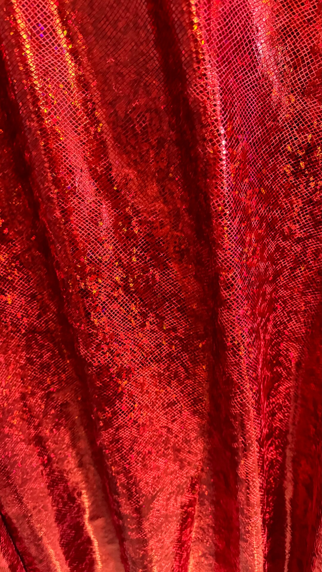 Shattered Glass Red/red Hologram Metallic Foil on Stretch Velvet Best ...