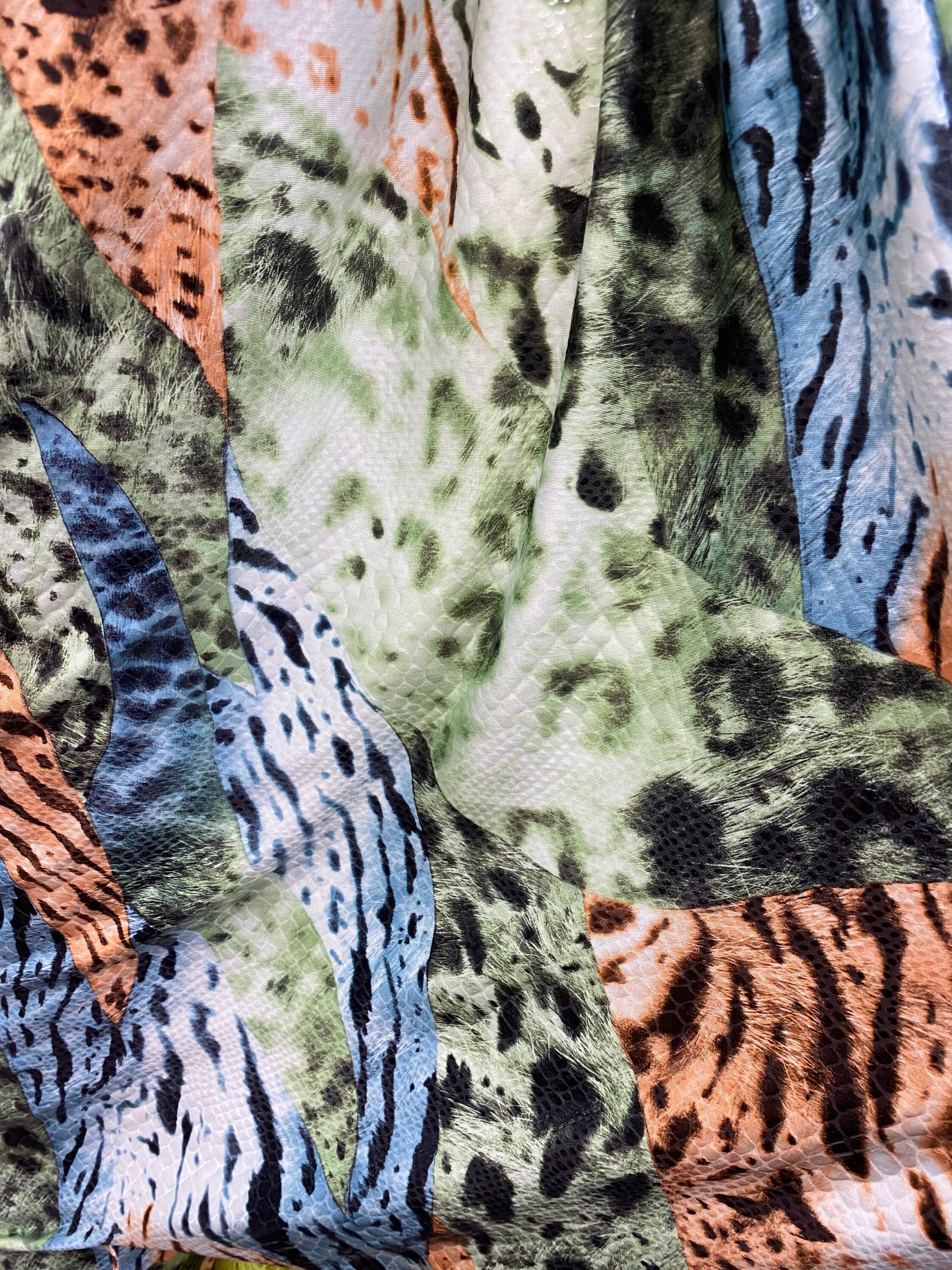 New Exotic Multi Animal Print Multicolor With Clear Foil Print on Poly ...