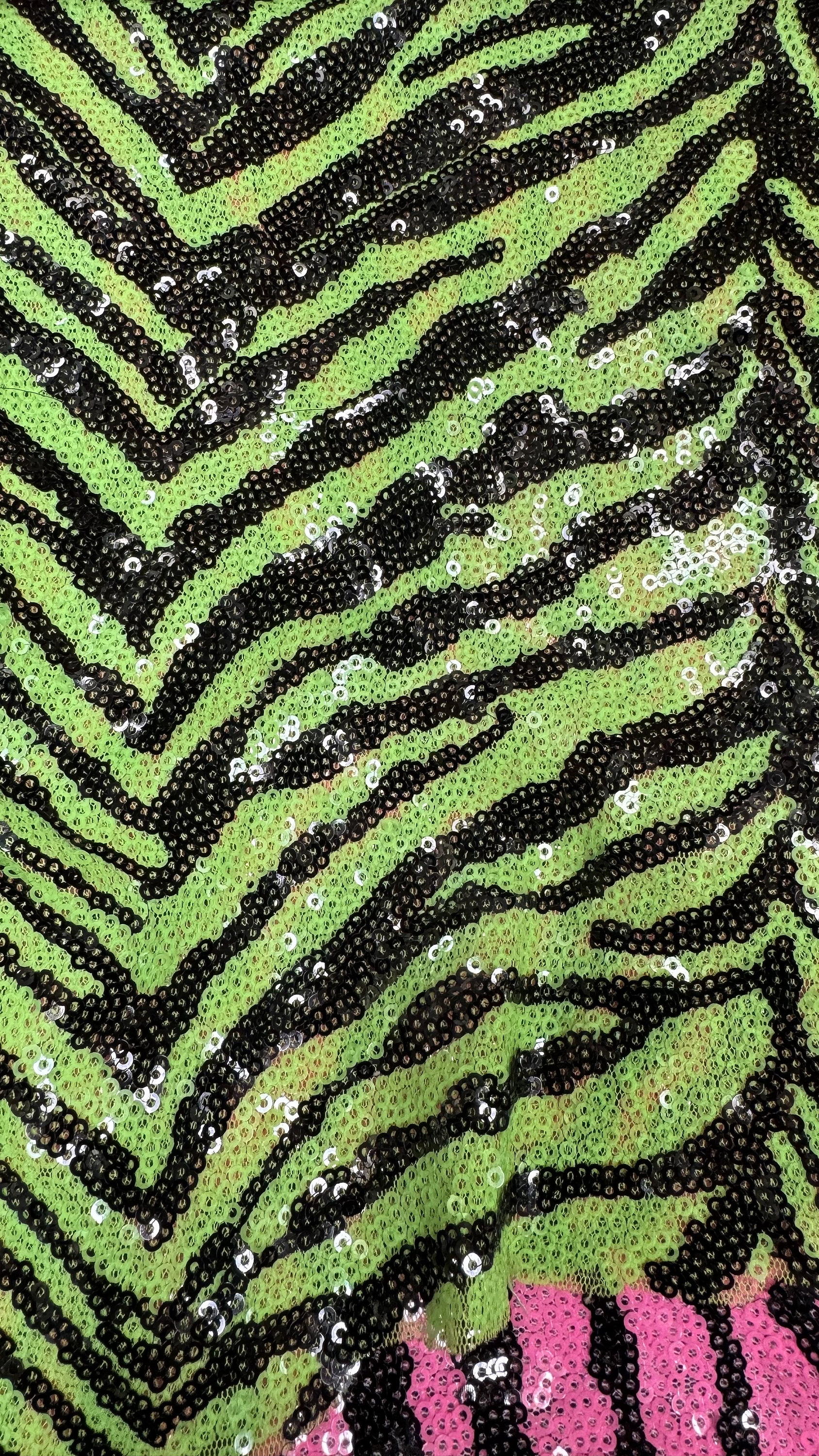 Zebra Design Exotic Animal on Spandex Sequins All Over Embroidered on ...