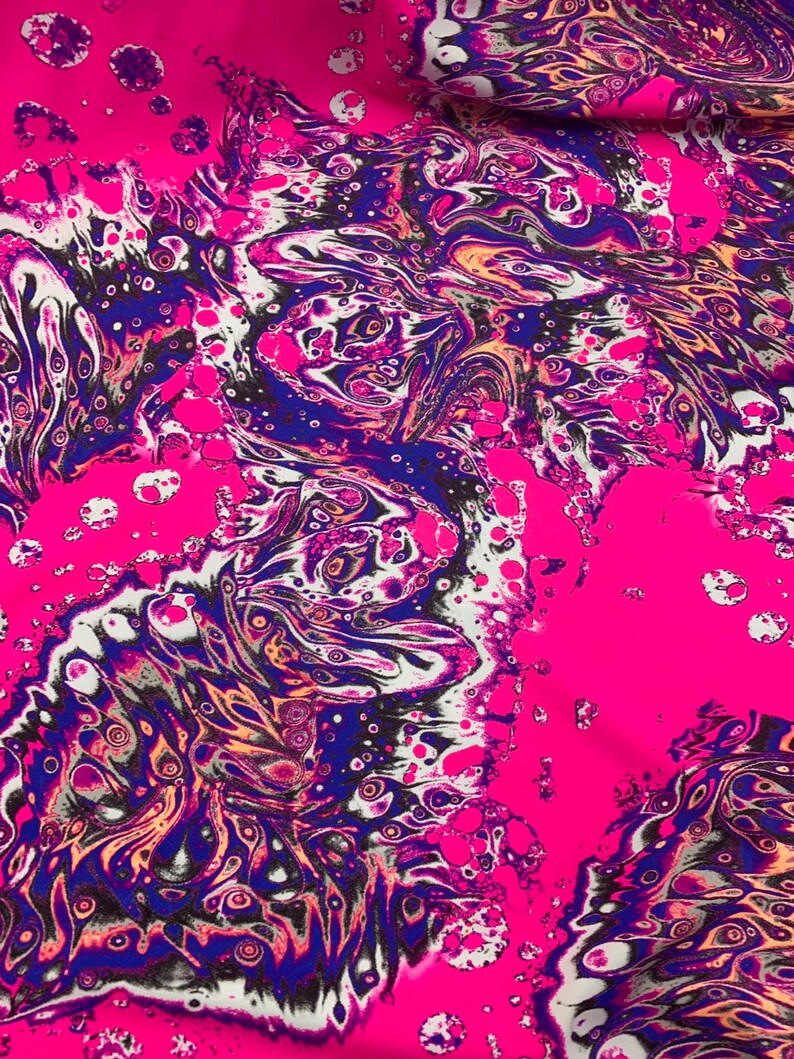 New UV Light Reflective Fabric Abstract Design on Heavy Nylon Spandex ...