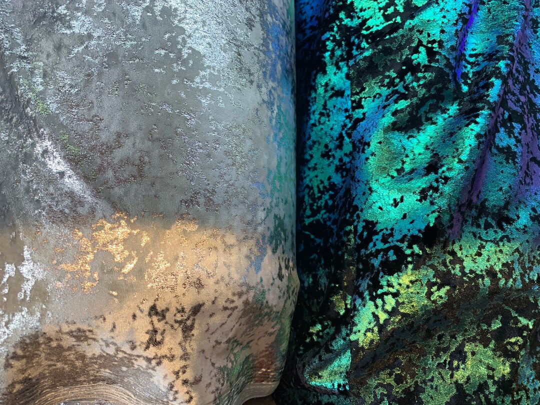 New Stretch Velvet With Foil Splash Gilded Design 4way Stretch 58/60 ...
