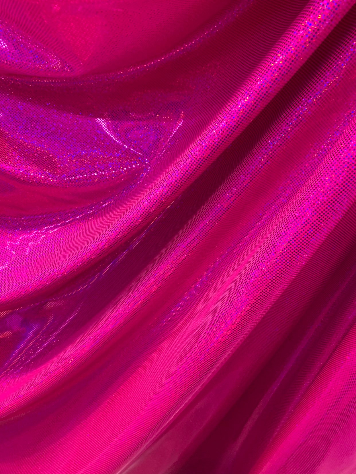 Hologram Metallic Dots Hot Pink Fushia Nylon Spandex 4way | Etsy
