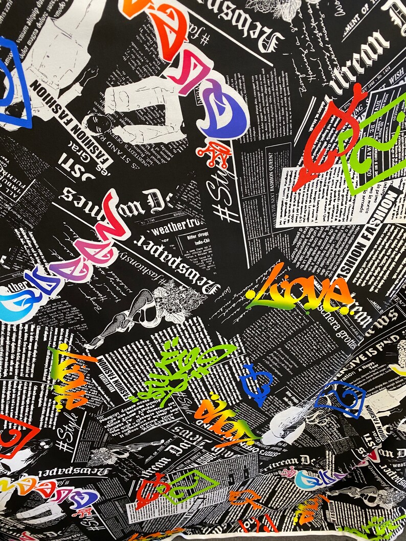 New Scuba Techno Print News Fashion Design 2-way Stretch 58/60” Sold by ...