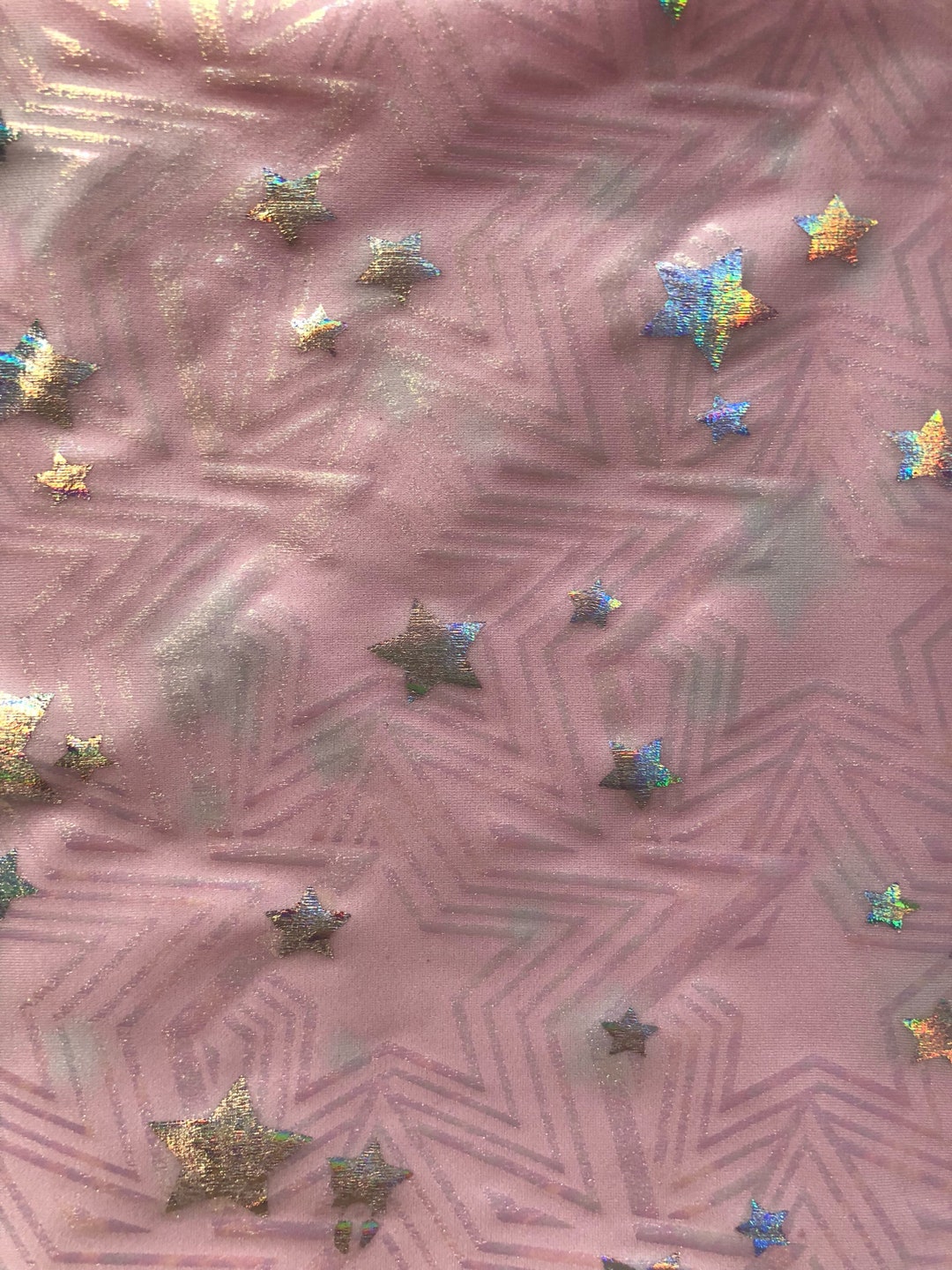 New Nylon Spandex Stars Design With Holo Oil Effect 4way Stretch 58/60 ...
