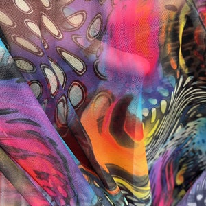 New Abstract Design Print on Great Quality of Stretch Power Mesh 4-way ...