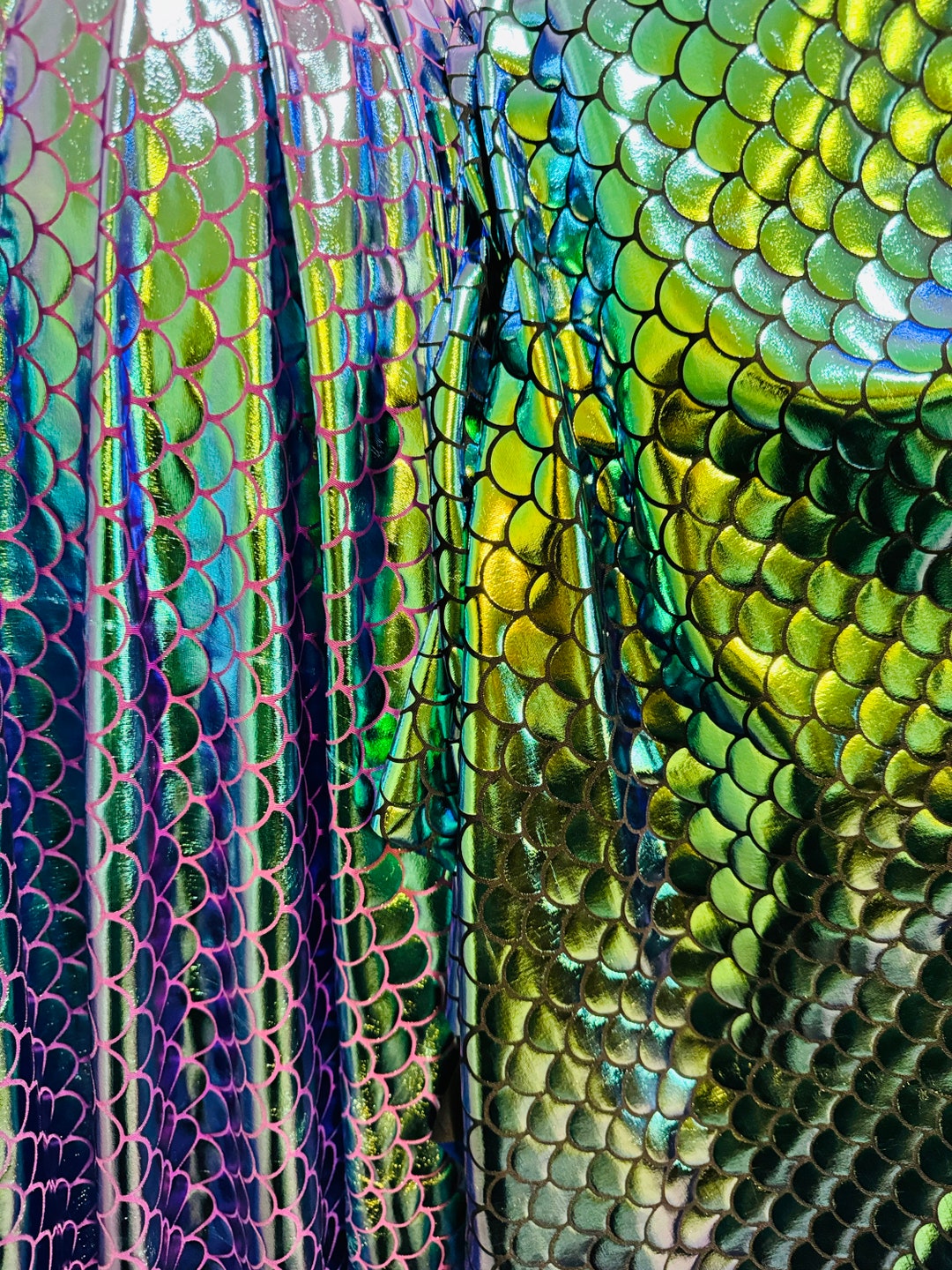 Luxury Mermaid Design Fish Scales Hologram Metallic Nylon Spandex 4-way ...