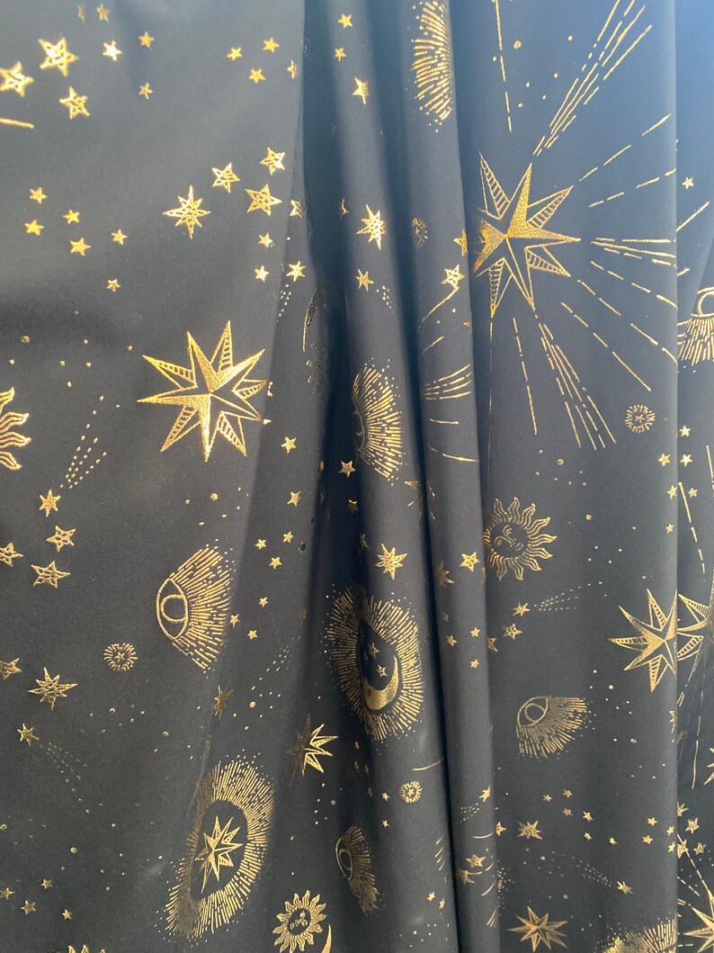 New Celestial Multi Stars Design Metallic Poly Spandex 4-way Stretch ...