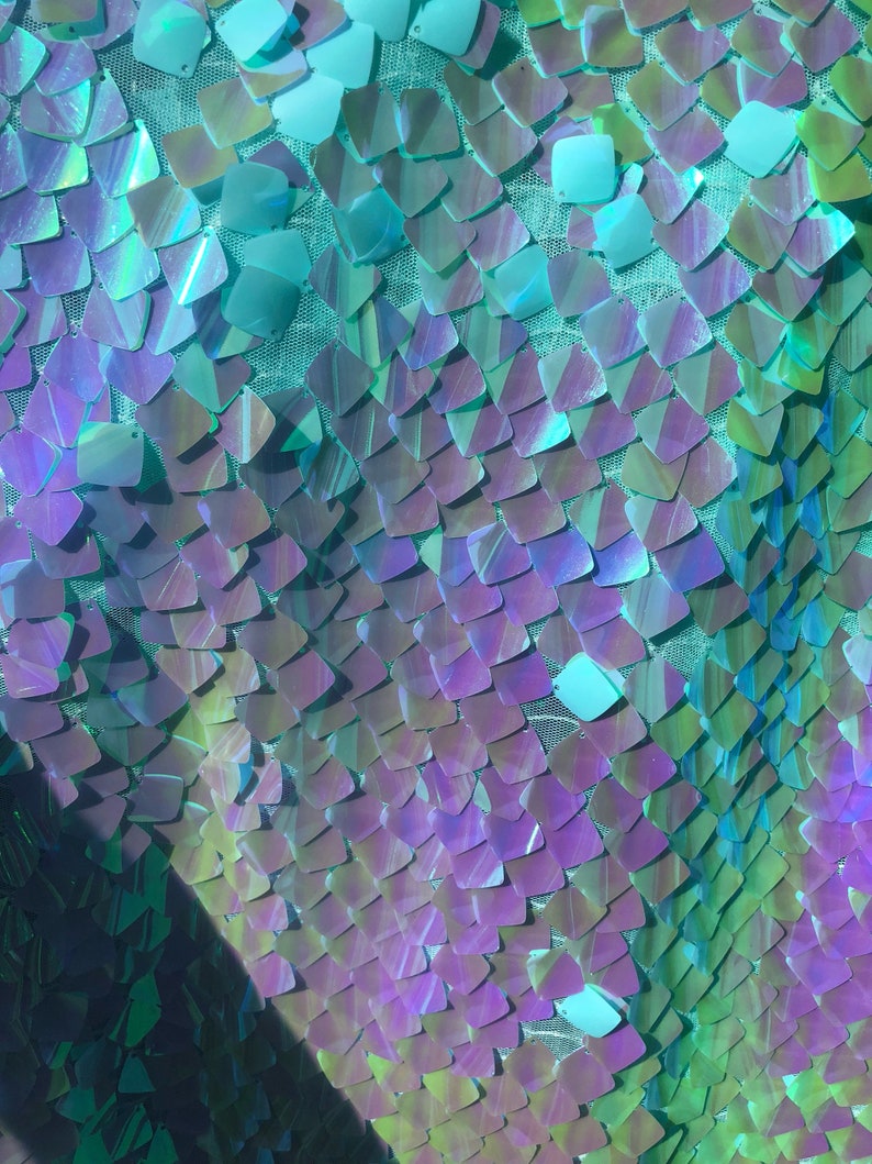 New Sequins Square Design Iridescent 2tone Sequins on Stretch Mesh 2way ...