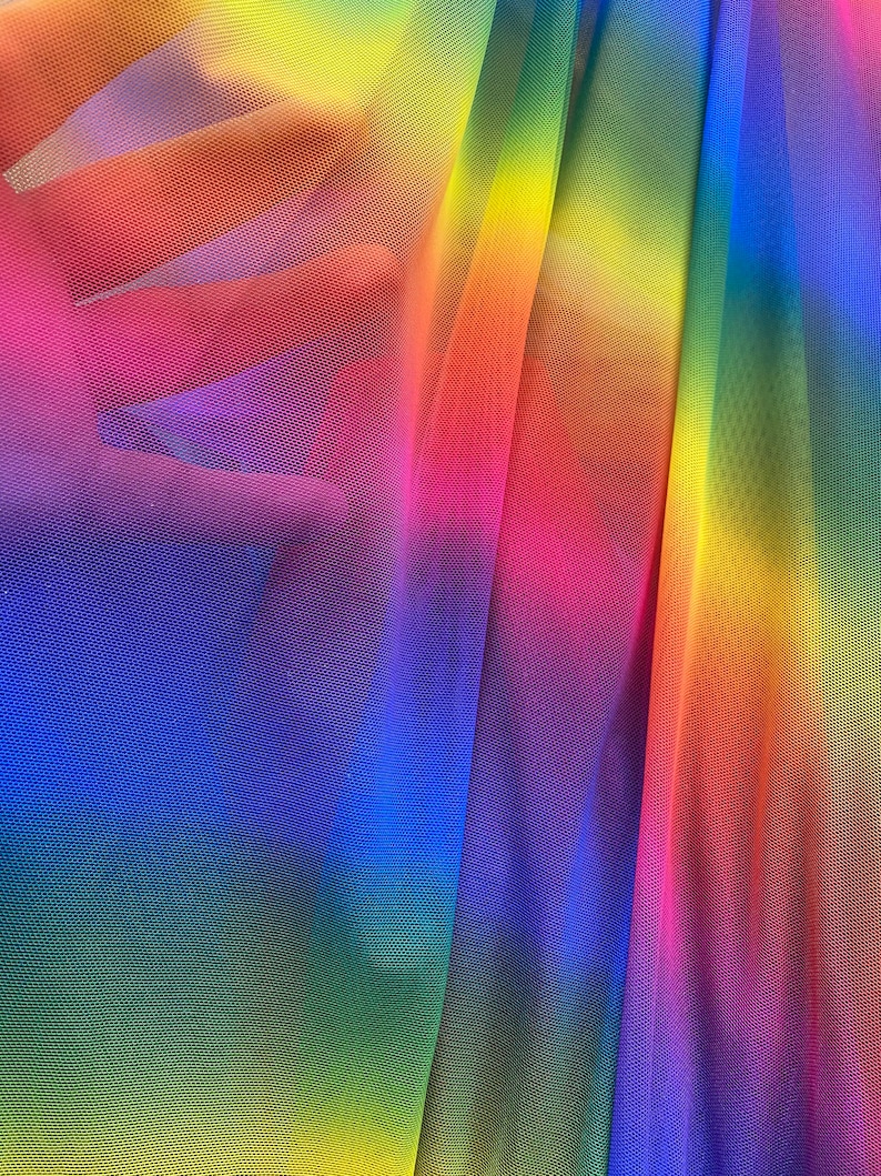 New rainbow design print on power mesh nylon spandex 4-way | Etsy