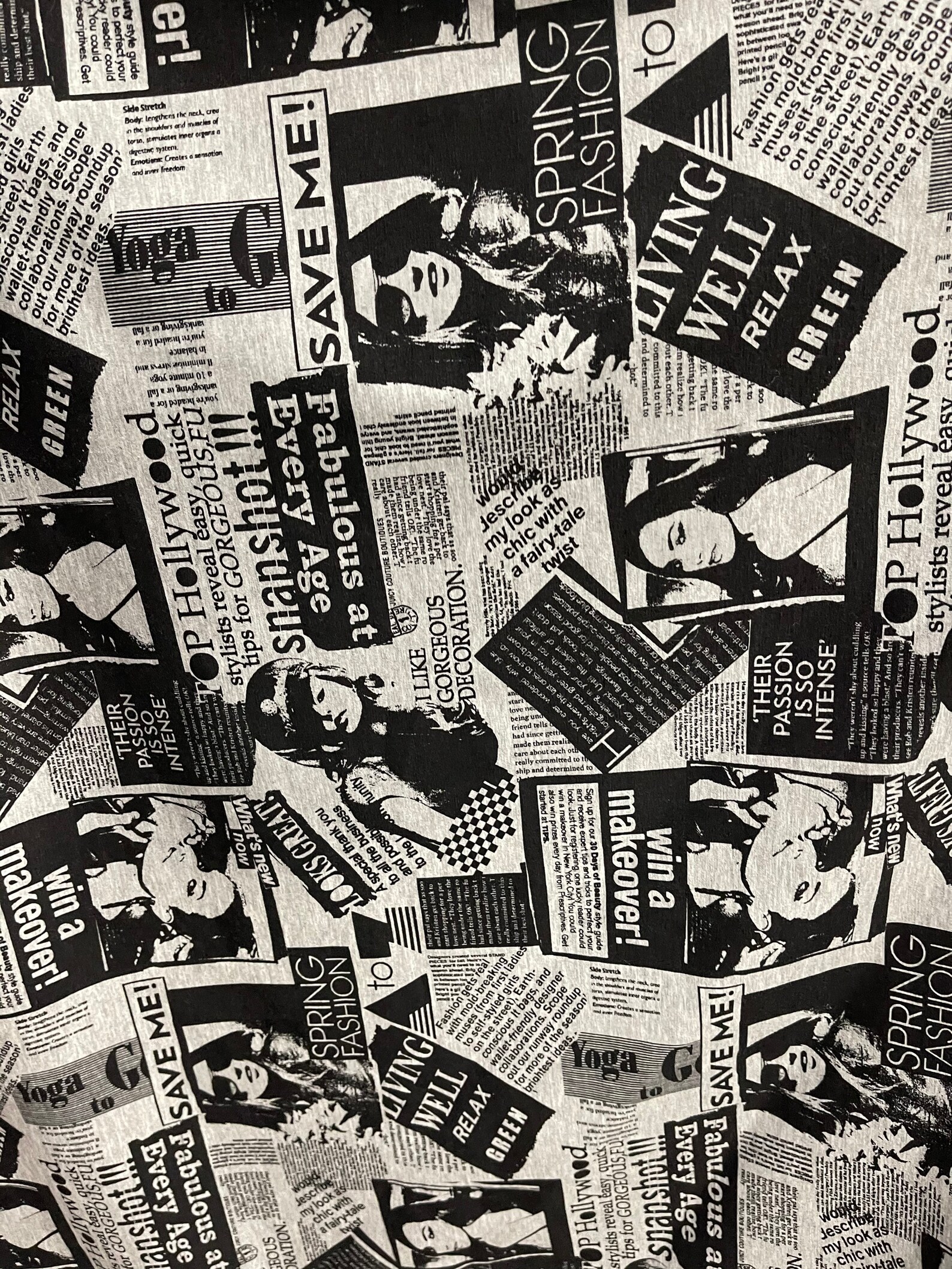 New Newspaper Fashion Design Print on Cotton Jersey 4-way Stretch 58/60 ...