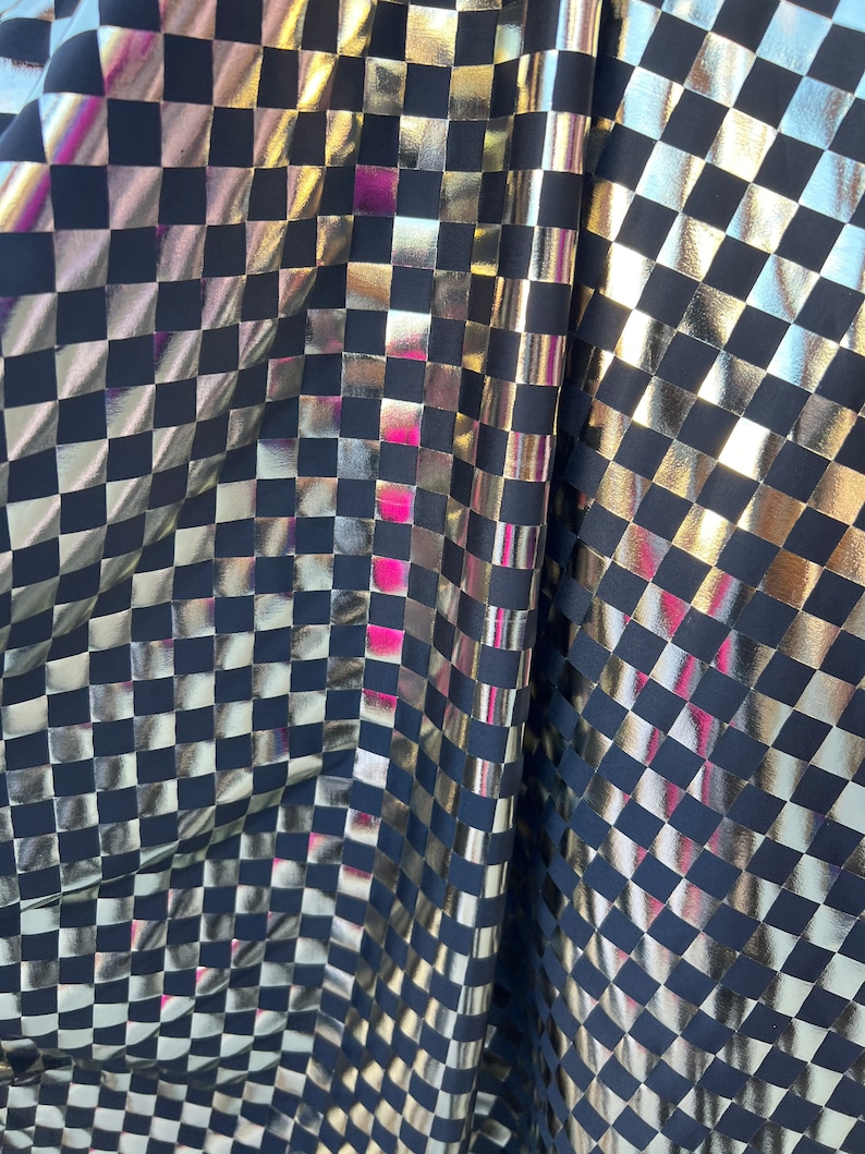 Checkered Design Metallic Poly Spandex 2-way Stretch 58/60” Sold by the ...