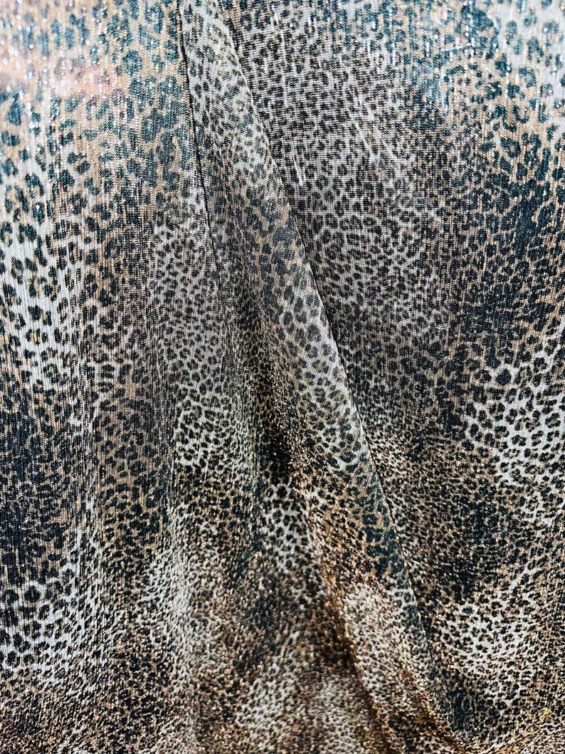New Cheetah Design Exotic Animal Print on Pleated Metallic Lace 4-way ...