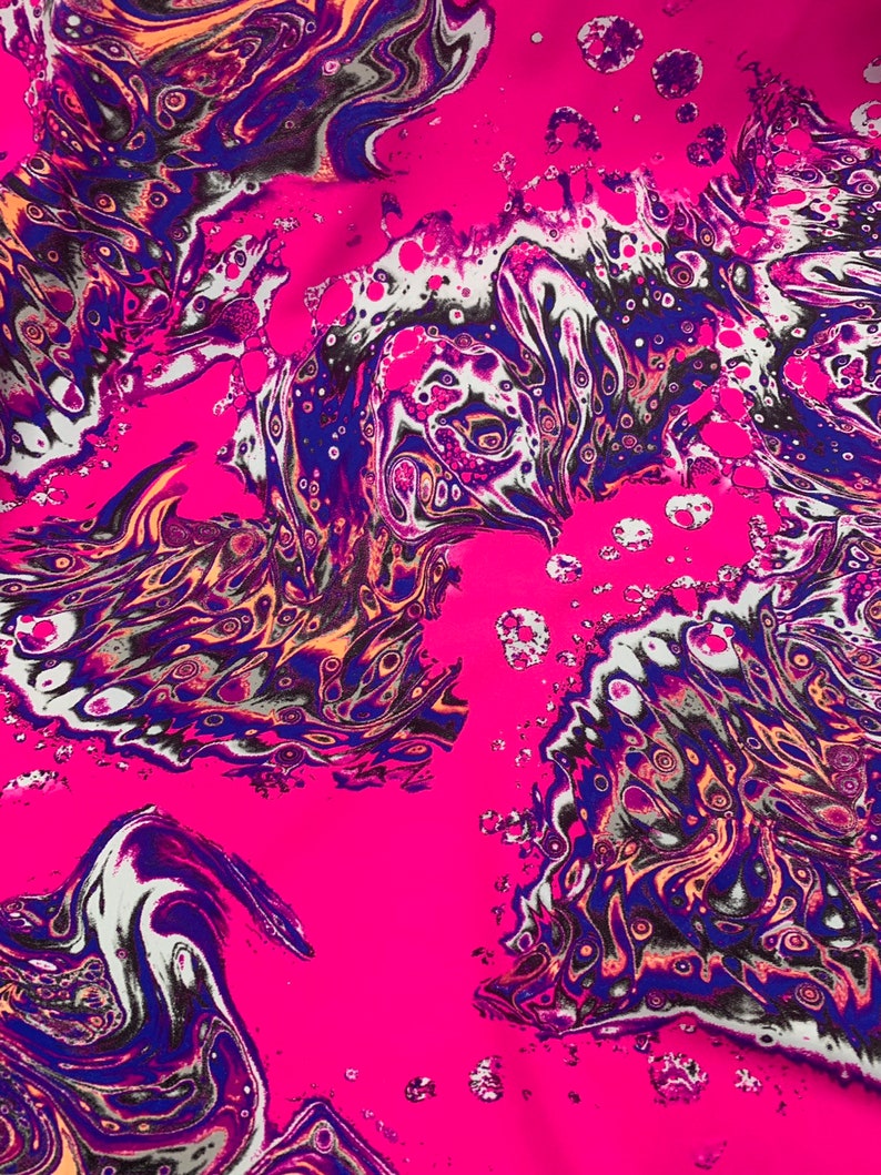 New UV Light Reflective Fabric Abstract Design on Heavy Nylon Spandex ...